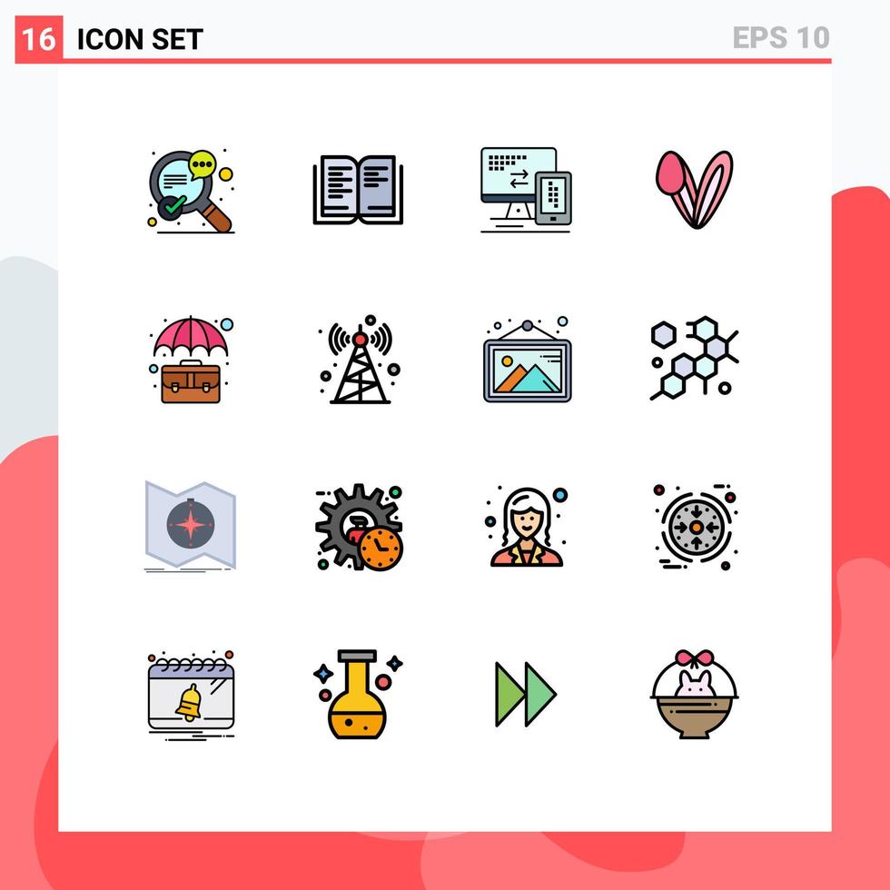 16 User Interface Flat Color Filled Line Pack of modern Signs and ...