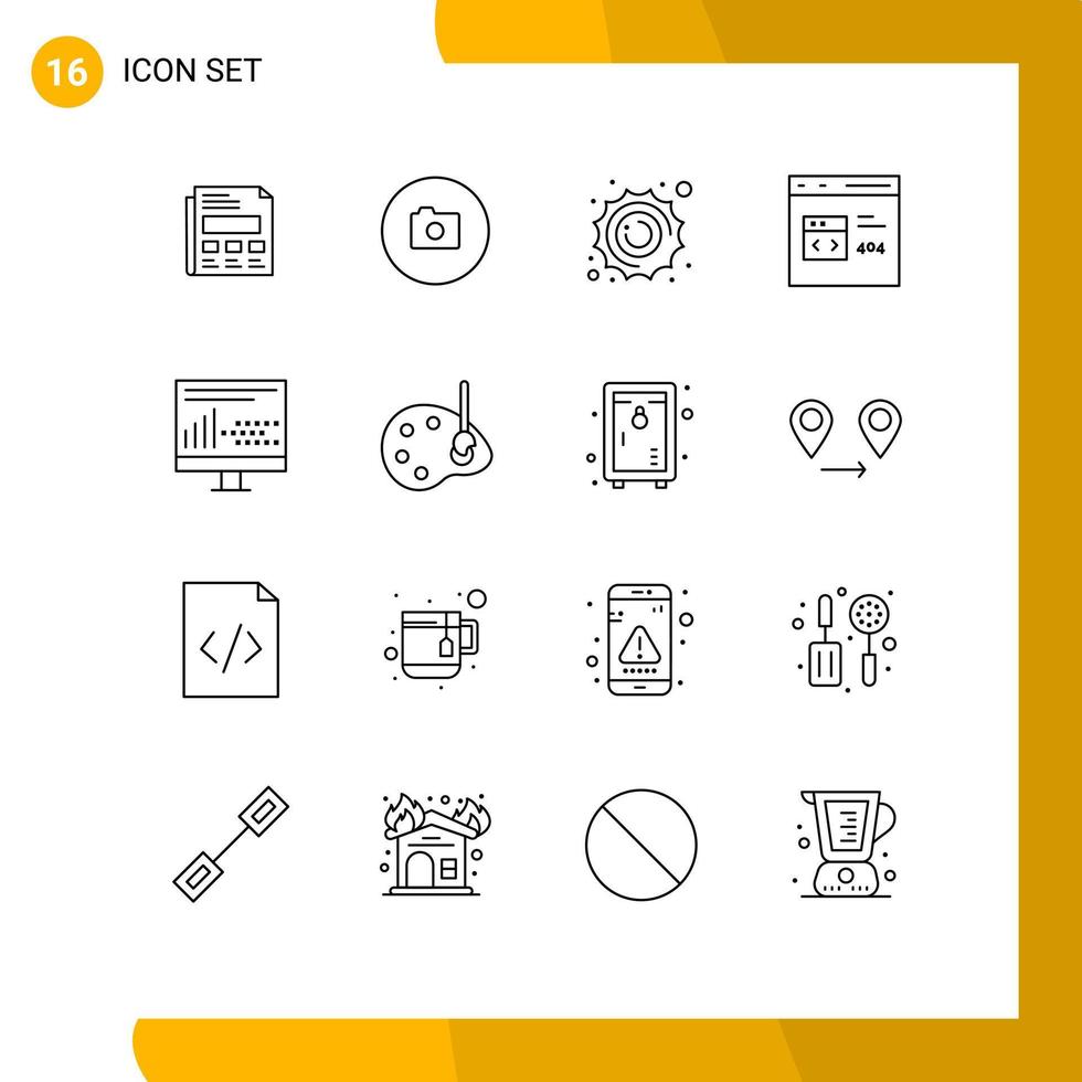 Pack Of 16 Creative Outlines Of Coding Develop Sun Coding App Editable Vector Design Elements