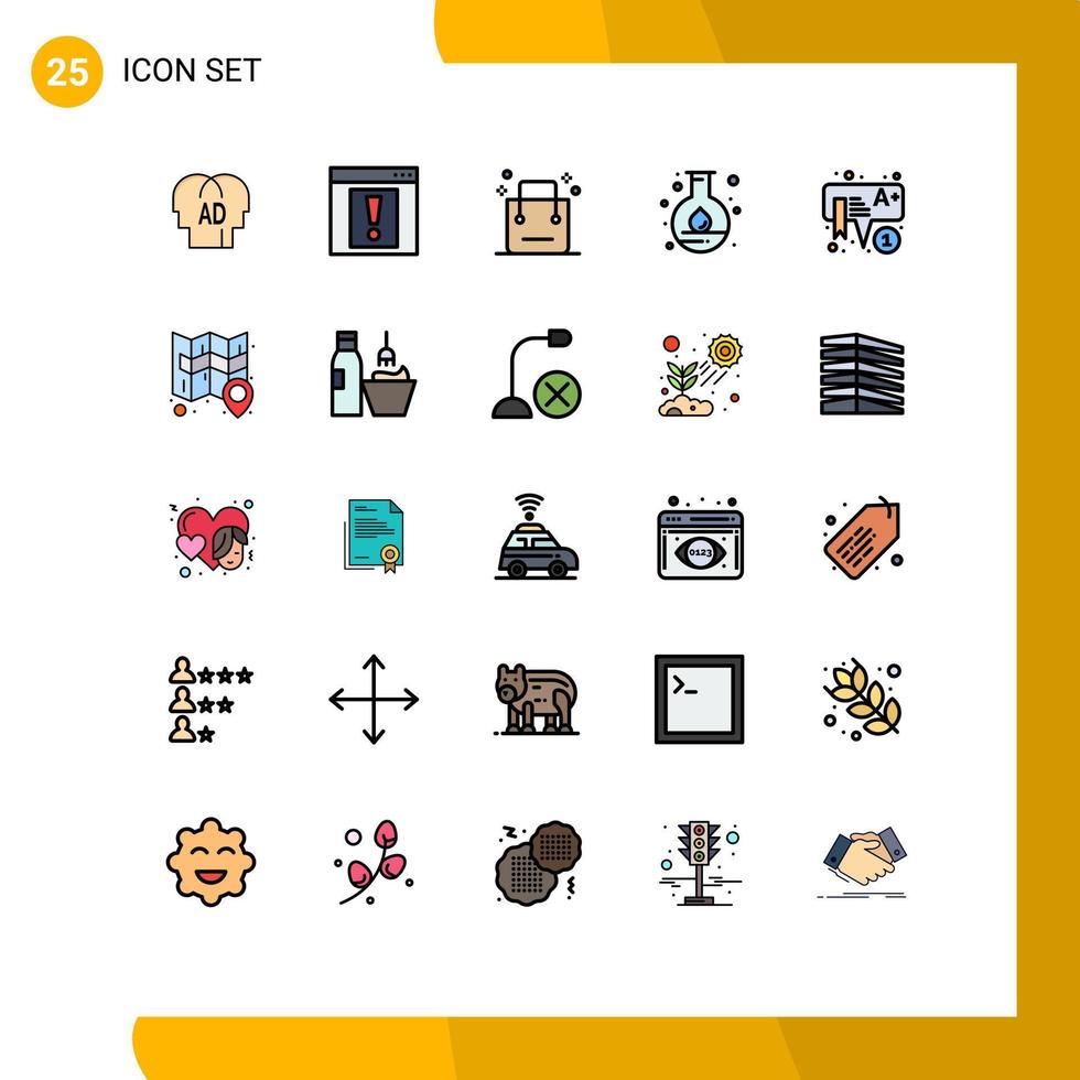 User Interface Pack Of 25 Basic Filled Line Flat Colors Of Education Lab Bag Flask Shopping