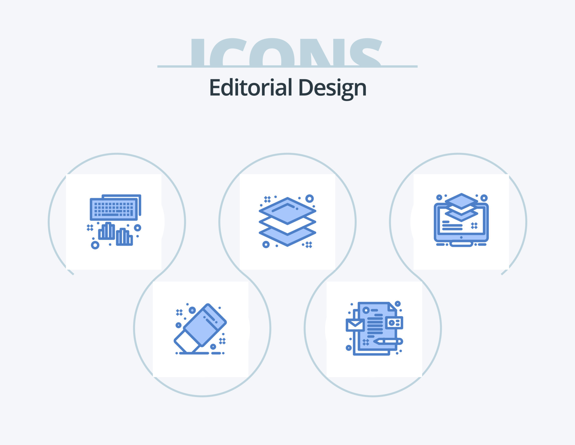 Editorial Design Blue Icon Pack 5 Icon Design Buffer Layer Keyboard Arrange Layer 19230749