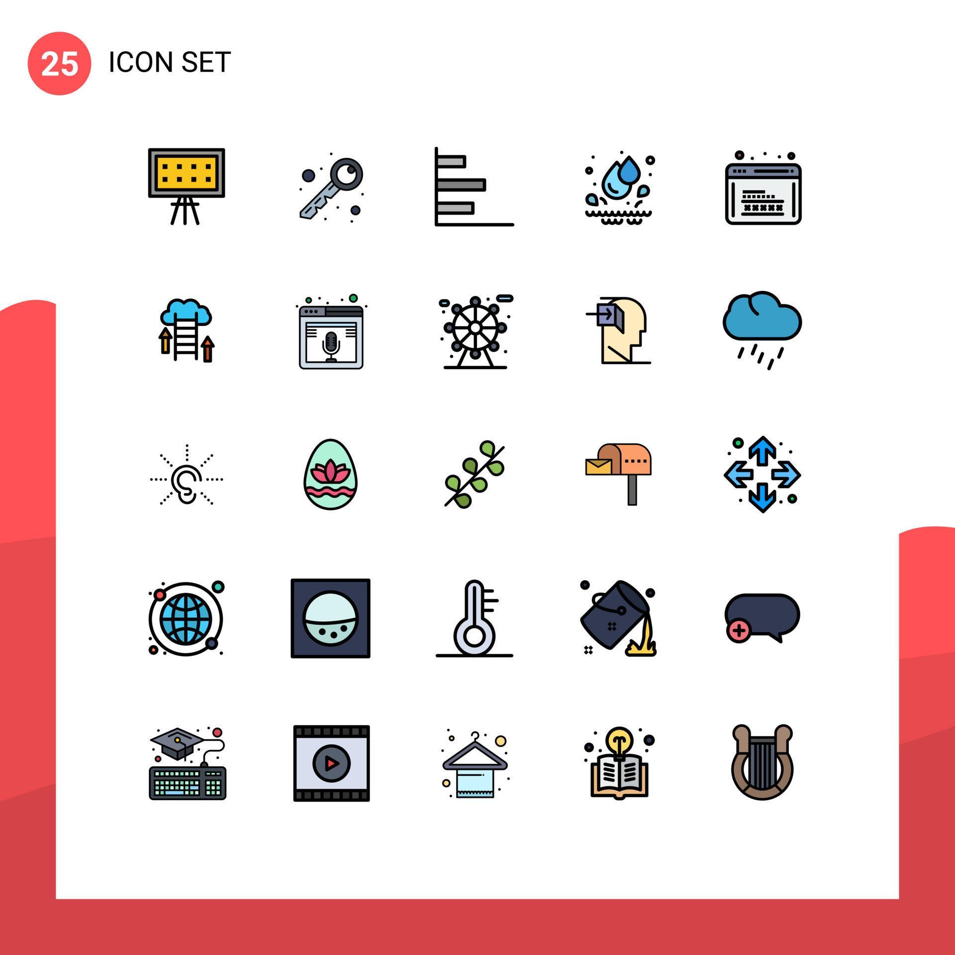 Set Of 25 Modern Ui Icons Symbols Signs For Web Development Graphic Coding Water Editable Vector