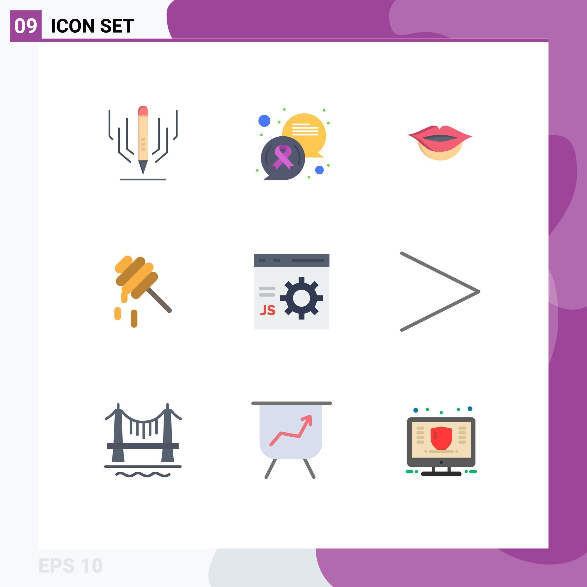 Pictogram Set of 9 Simple Flat Colors of programming develop lips ...