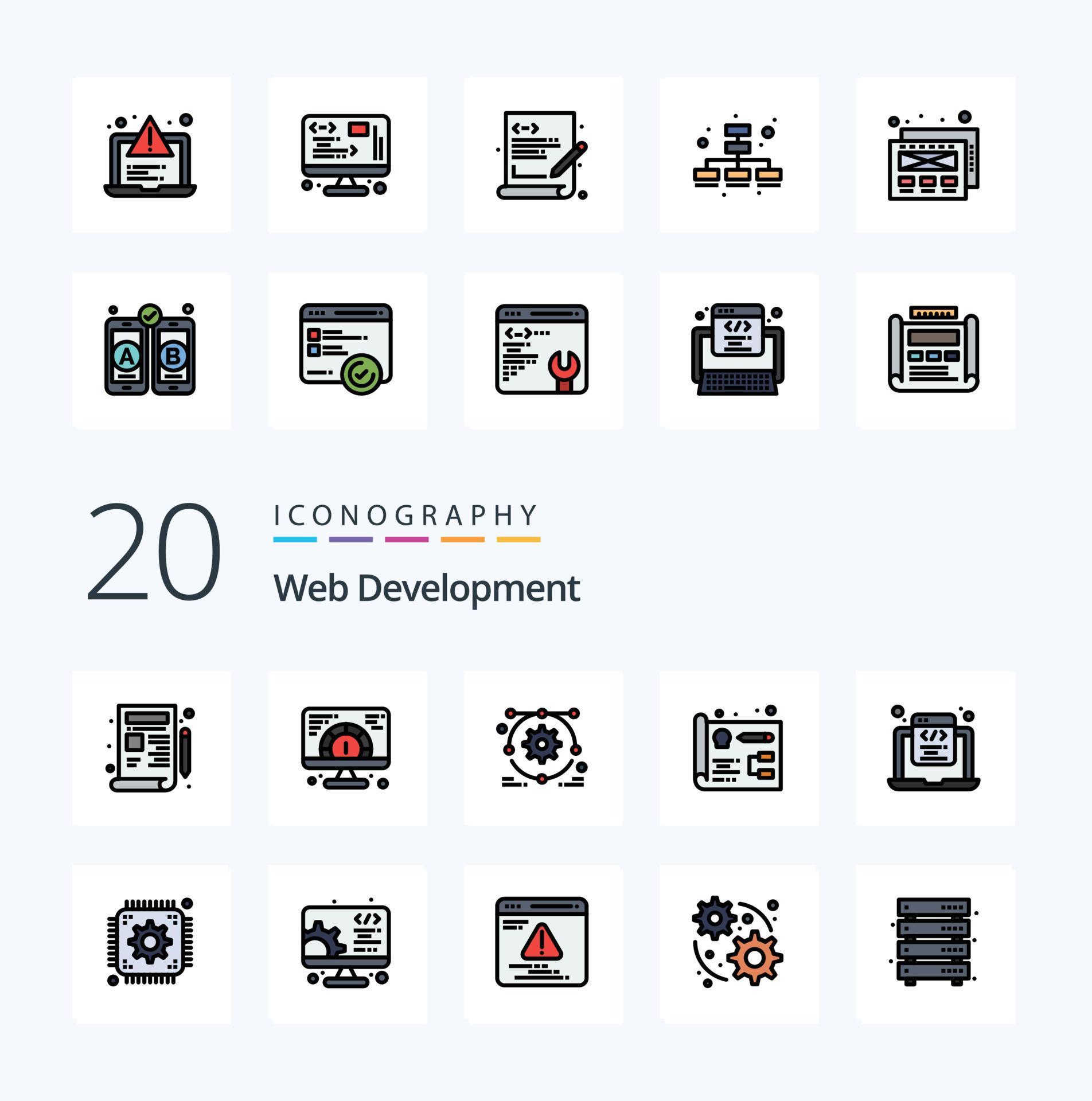 20 Web Development Line Filled Color Icon Pack Like Programming Html