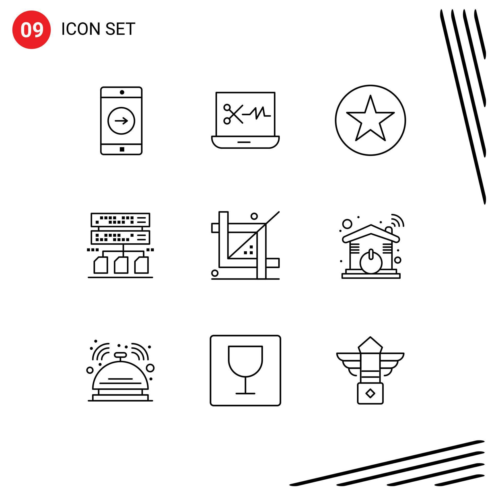 Mobile Interface Outline Set of 9 Pictograms of programing design ...