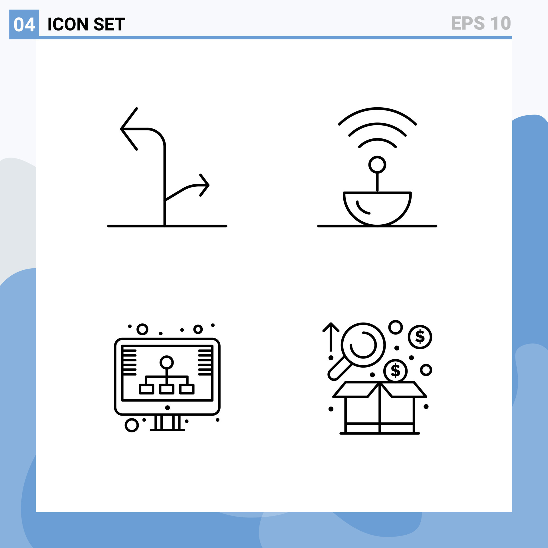 Set Of 4 Modern Ui Icons Symbols Signs For Arrows Diagram Traffic Science Seo Editable Vector
