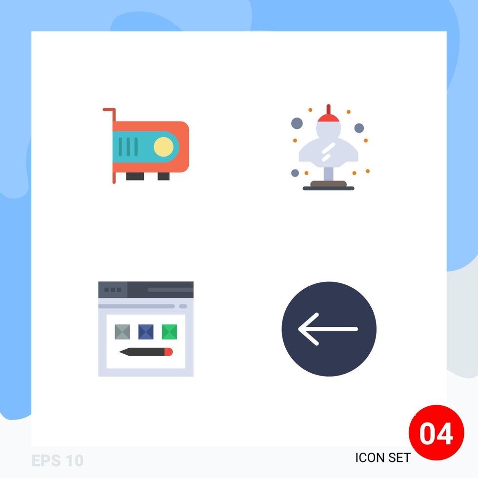 Mobile Interface Flat Icon Set of 4 Pictograms of computer internet ...