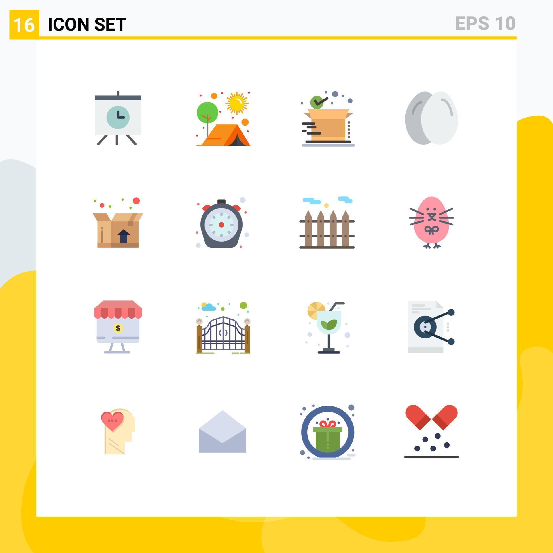 Stock Vector Icon Pack Of 16 Line Signs And Symbols For Shipping Box Box Life Chicken Editable