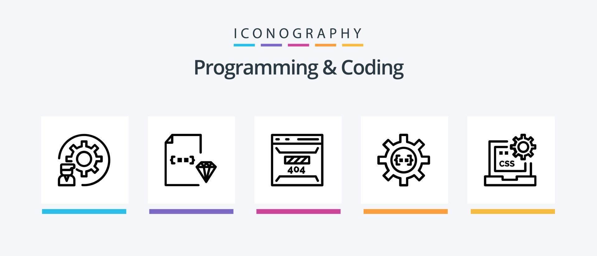 Programming And Coding Line 5 Icon Pack Including Bug App Development Js Develop Creative