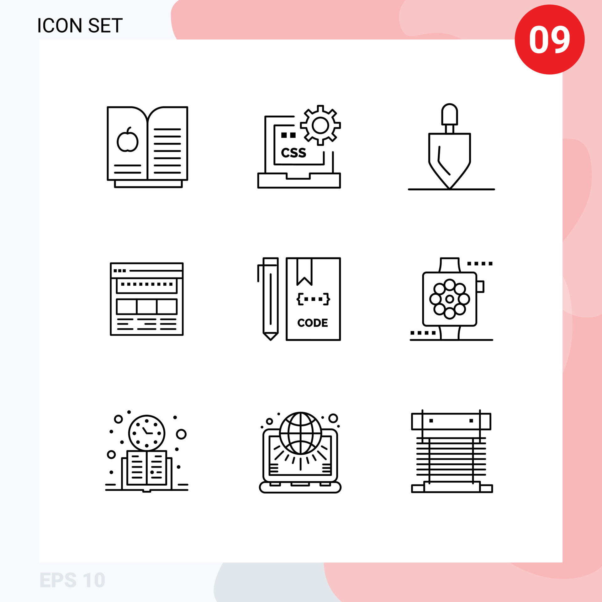 Modern Set Of 9 Outlines And Symbols Such As Webpage Page Gardening Corporate Browser Editable
