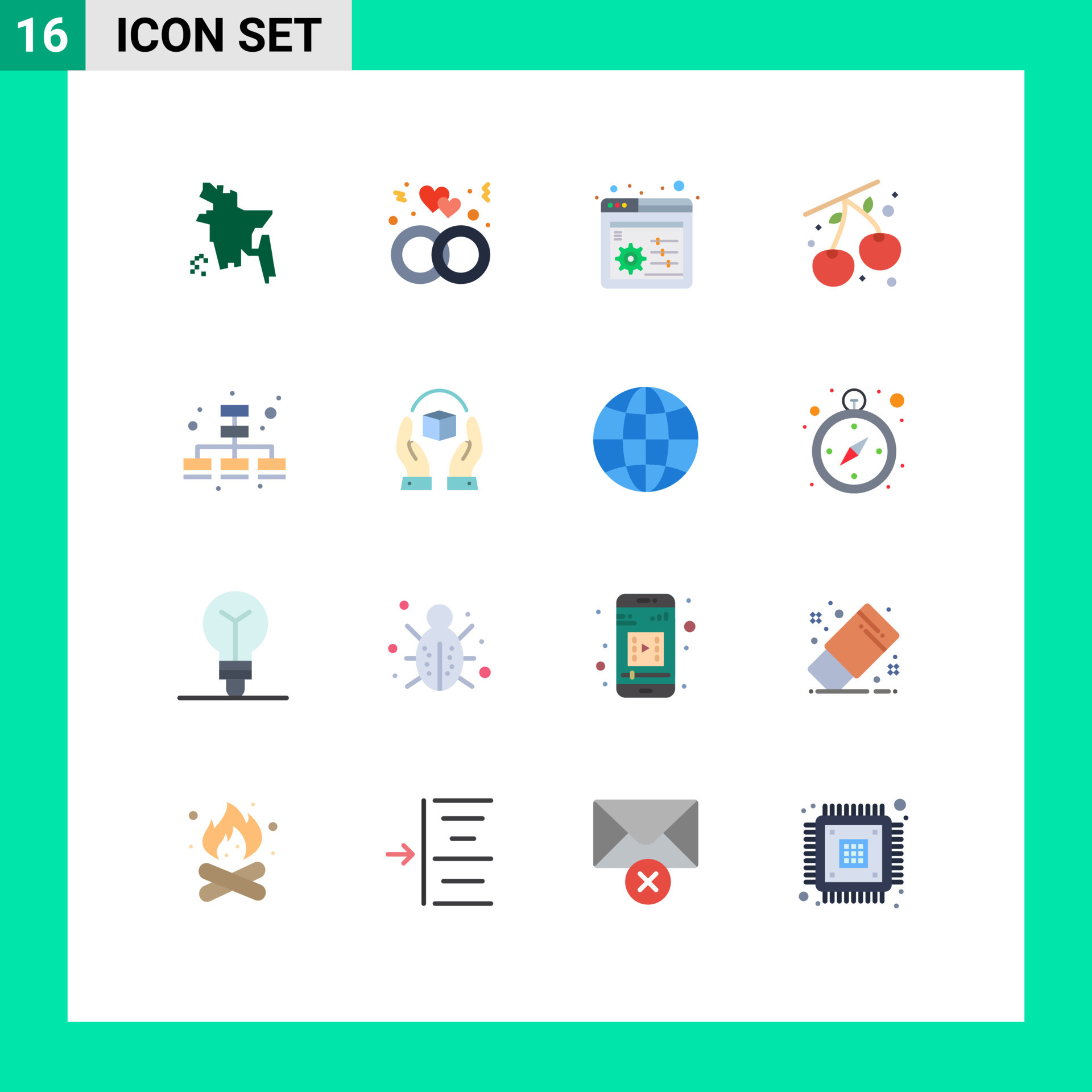 User Interface Pack Of 16 Basic Flat Colors Of Caring Web Panel