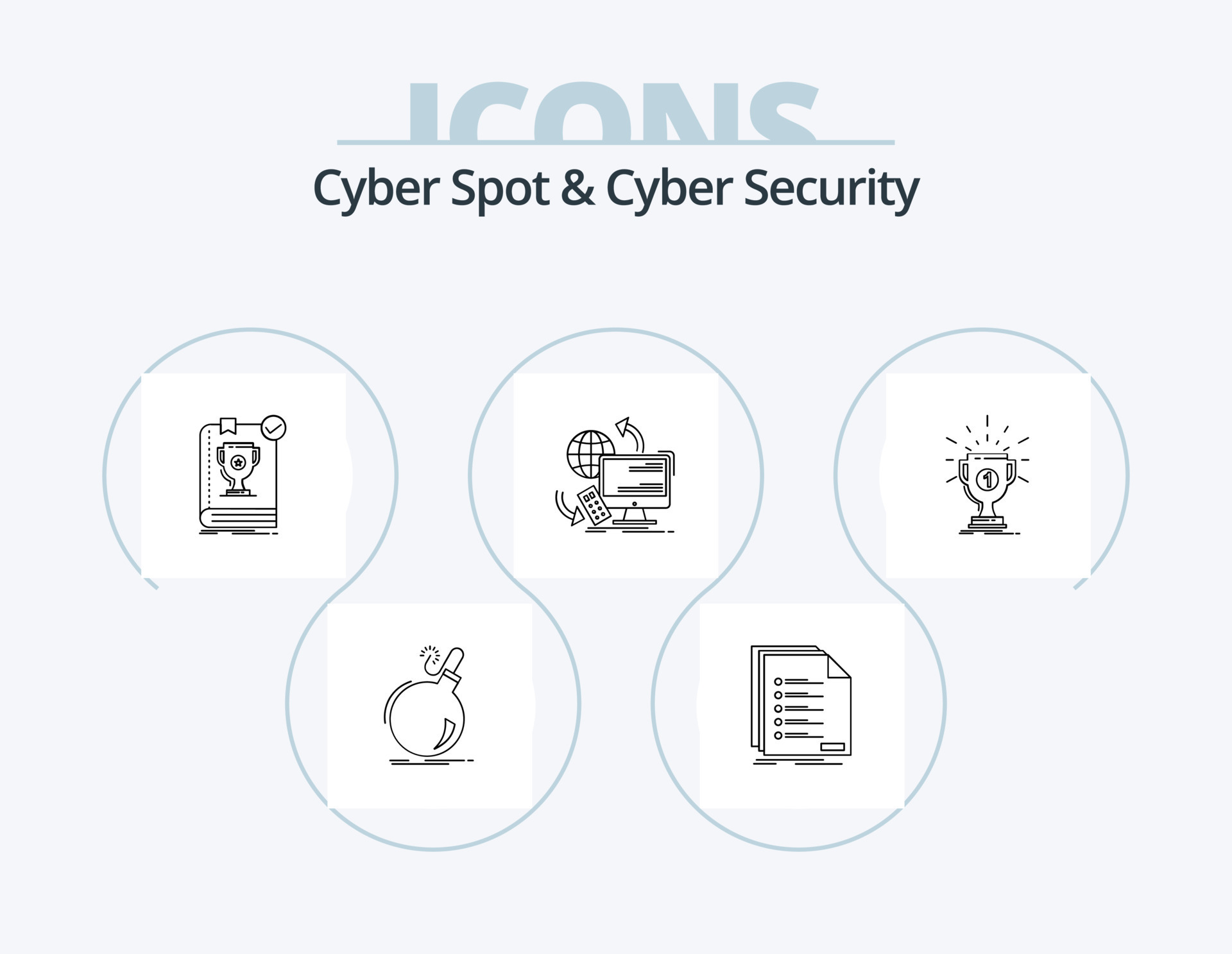 Cyber Spot And Cyber Security Line Icon Pack 5 Icon Design File Backdoor Judge Registration