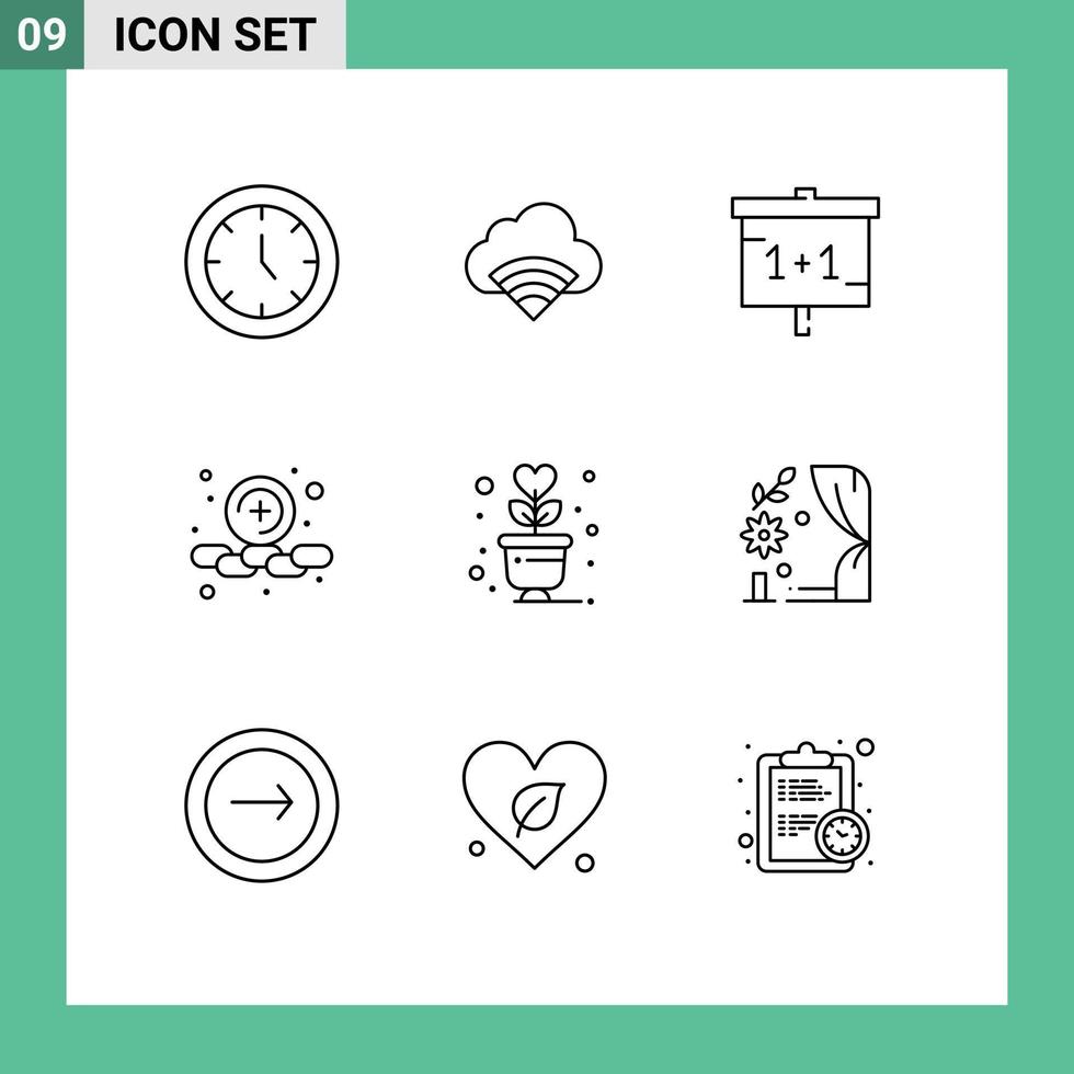 User Interface Pack Of 9 Basic Outlines Of Plant Lifestyle Education Web Add Editable Vector