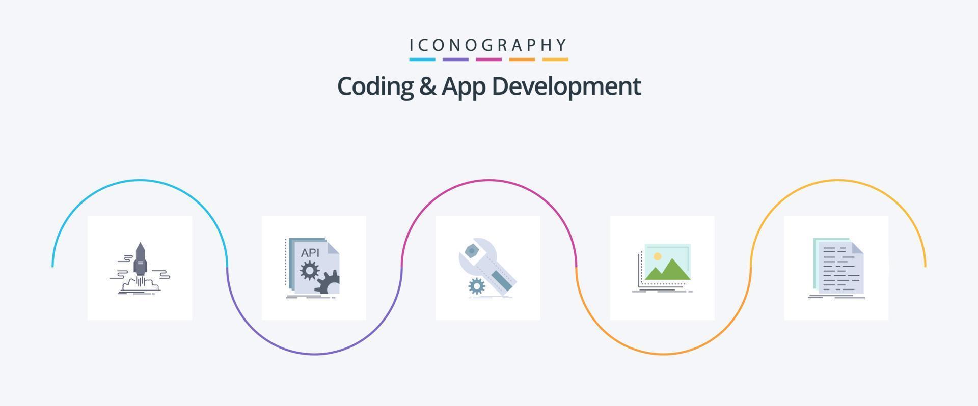 Coding And App Development Flat 5 Icon Pack Including image. service ...