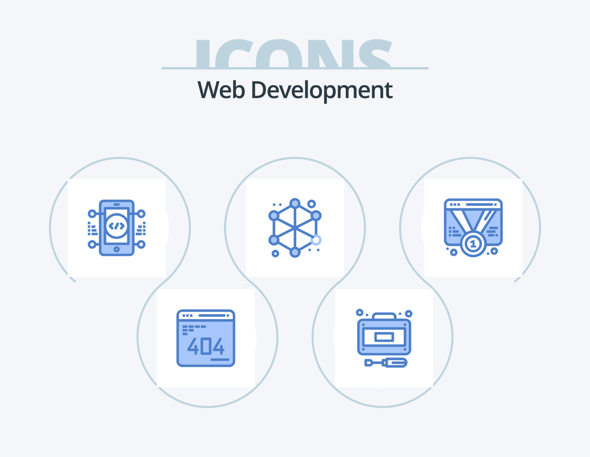 Web Development Blue Icon Pack 5 Icon Design. badge. server. service ...