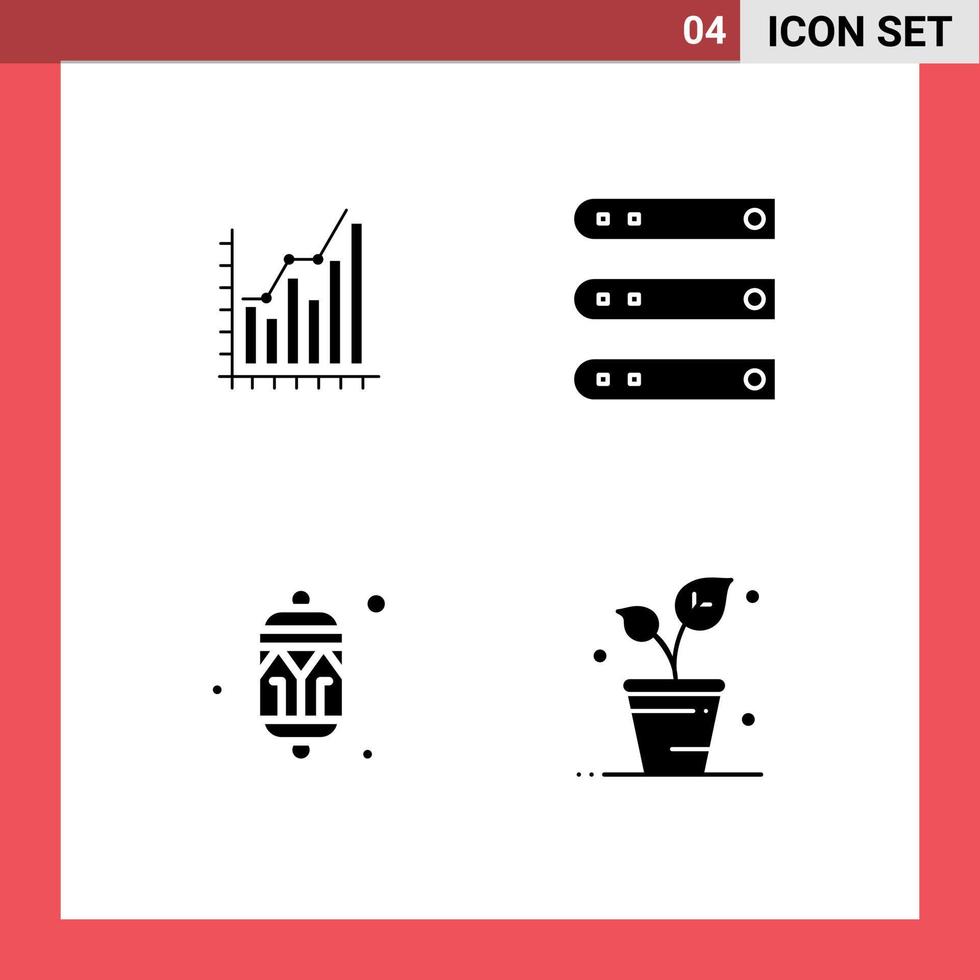Group of 4 Modern Solid Glyphs Set for graph hosting diagram trends ...