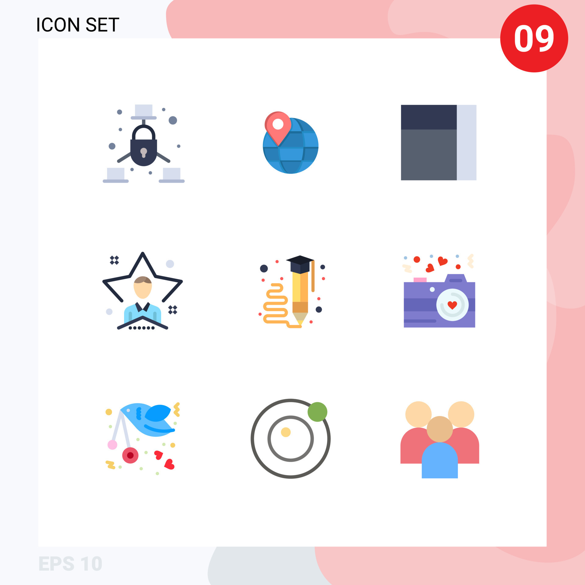 Set Of 9 Vector Flat Colors On Grid For Learning Art Grid Man User