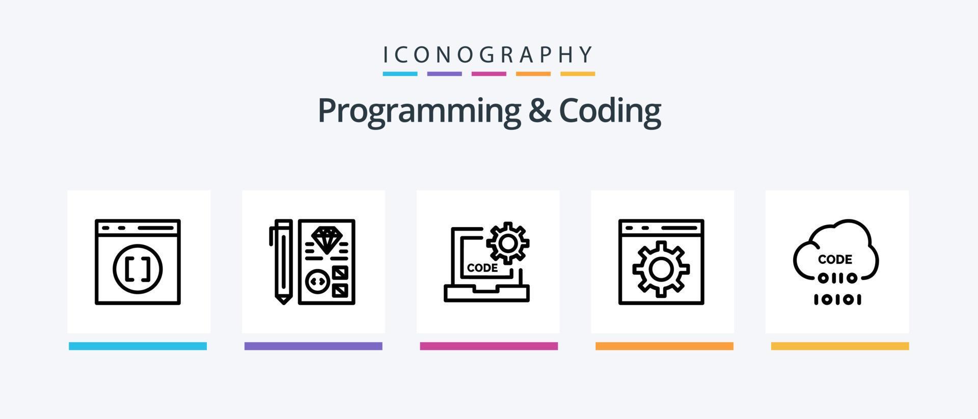 Programming And Coding Line 5 Icon Pack Including Develop Cloud Development Programming