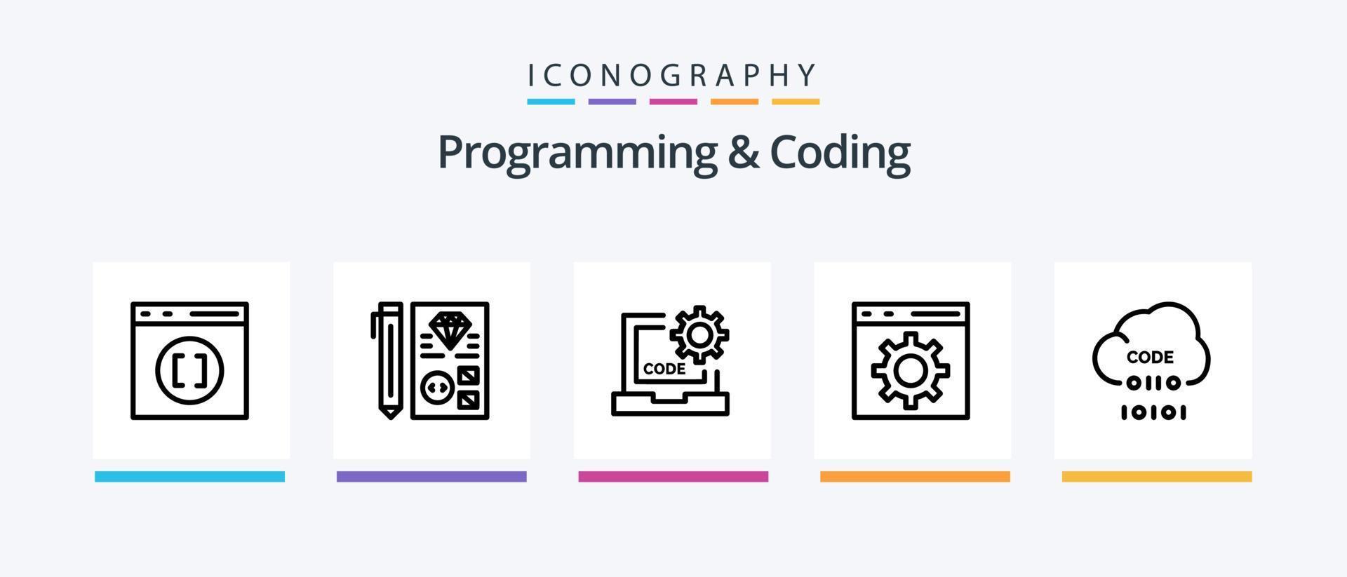 Programming And Coding Line 5 Icon Pack Including Develop Cloud Development Programming