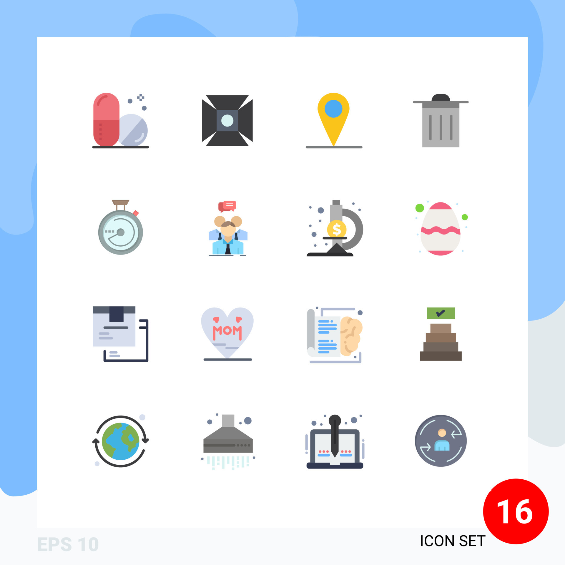 User Interface Pack Of 16 Basic Flat Colors Of Group Navigation Map Compass Ui Editable Pack Of