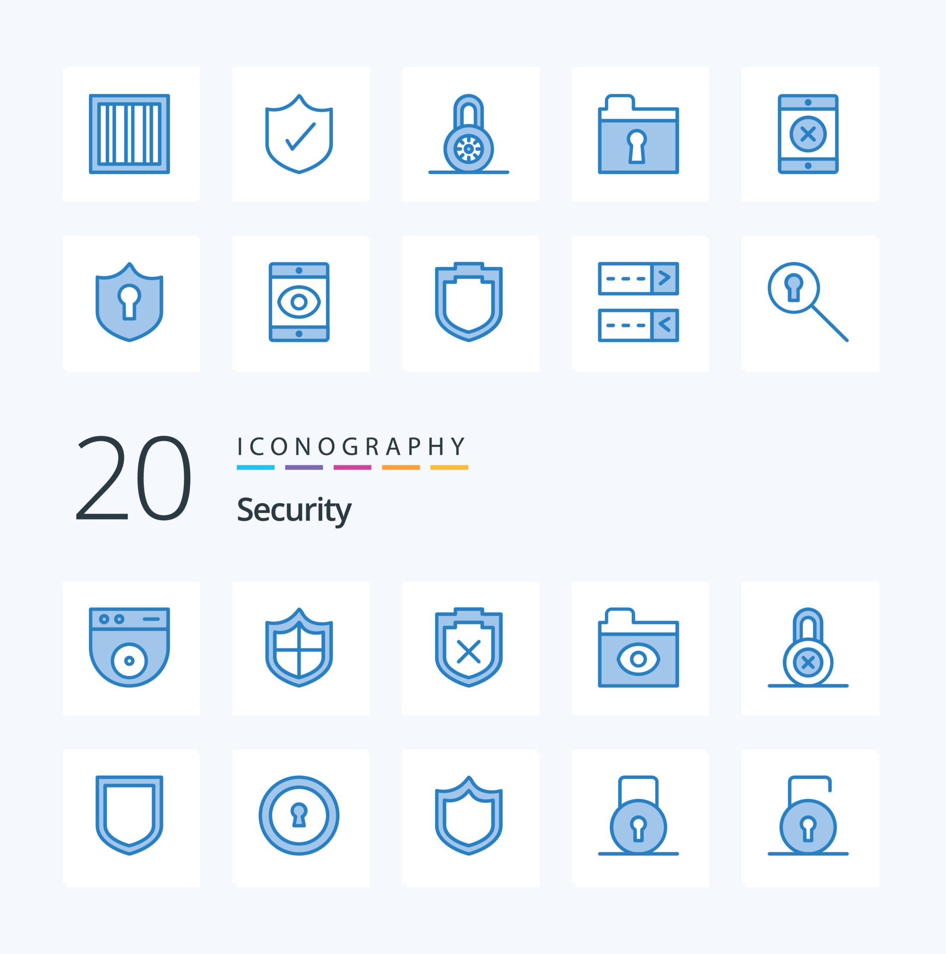 Paquete de 20 iconos de color azul de seguridad como bloqueo de ... Paquete de 20 iconos de color azul de seguridad como bloqueo de ...