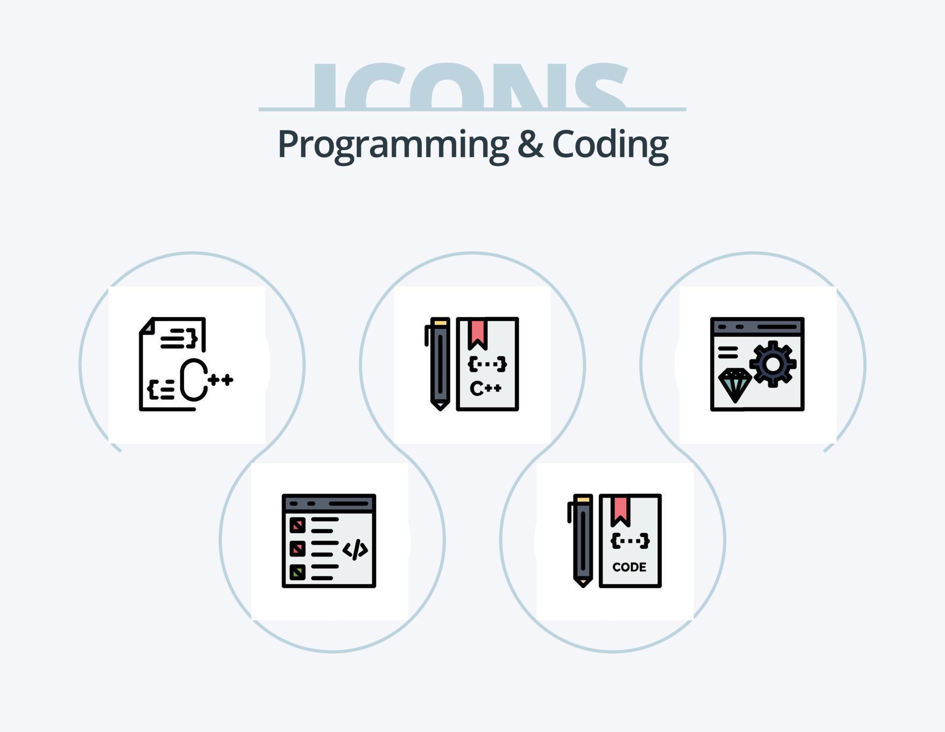 Programming And Coding Line Filled Icon Pack 5 Icon Design Develop App Panel Development