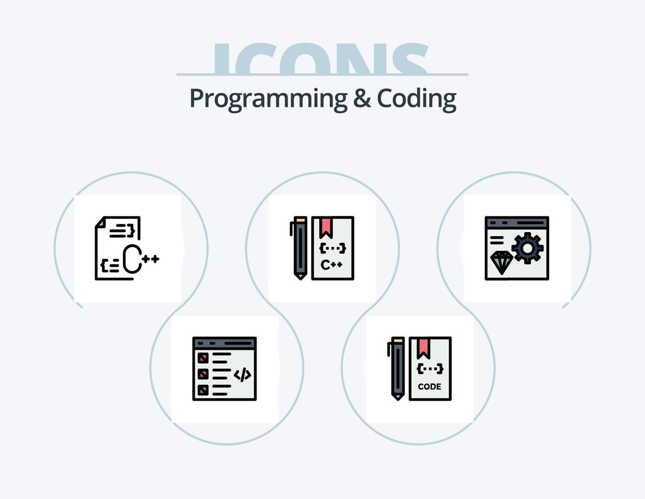 Programming And Coding Line Filled Icon Pack 5 Icon Design Develop App Panel Development
