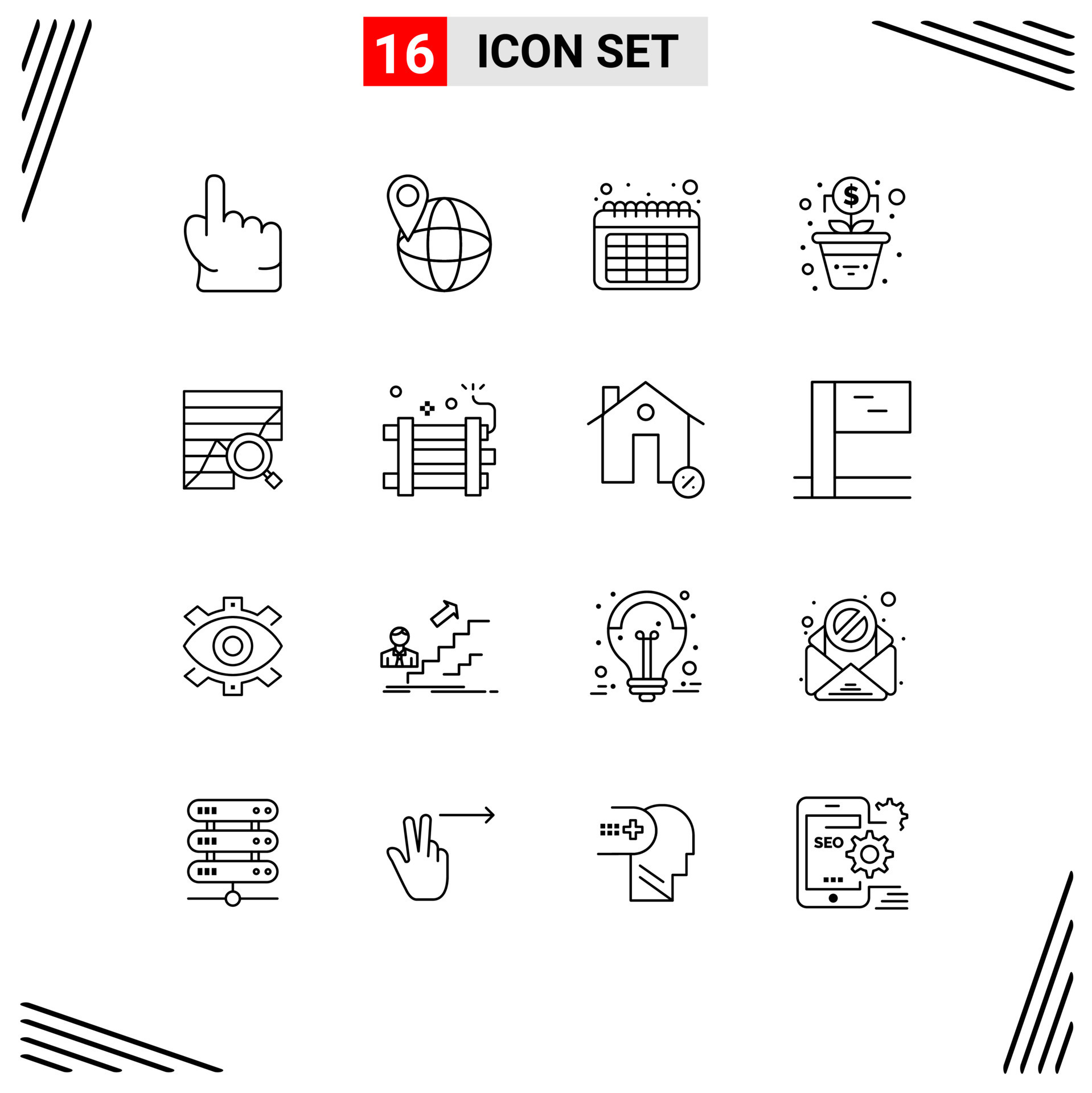 16 User Interface Outline Pack Of Modern Signs And Symbols Of Data Analytics Date Analytic Tree