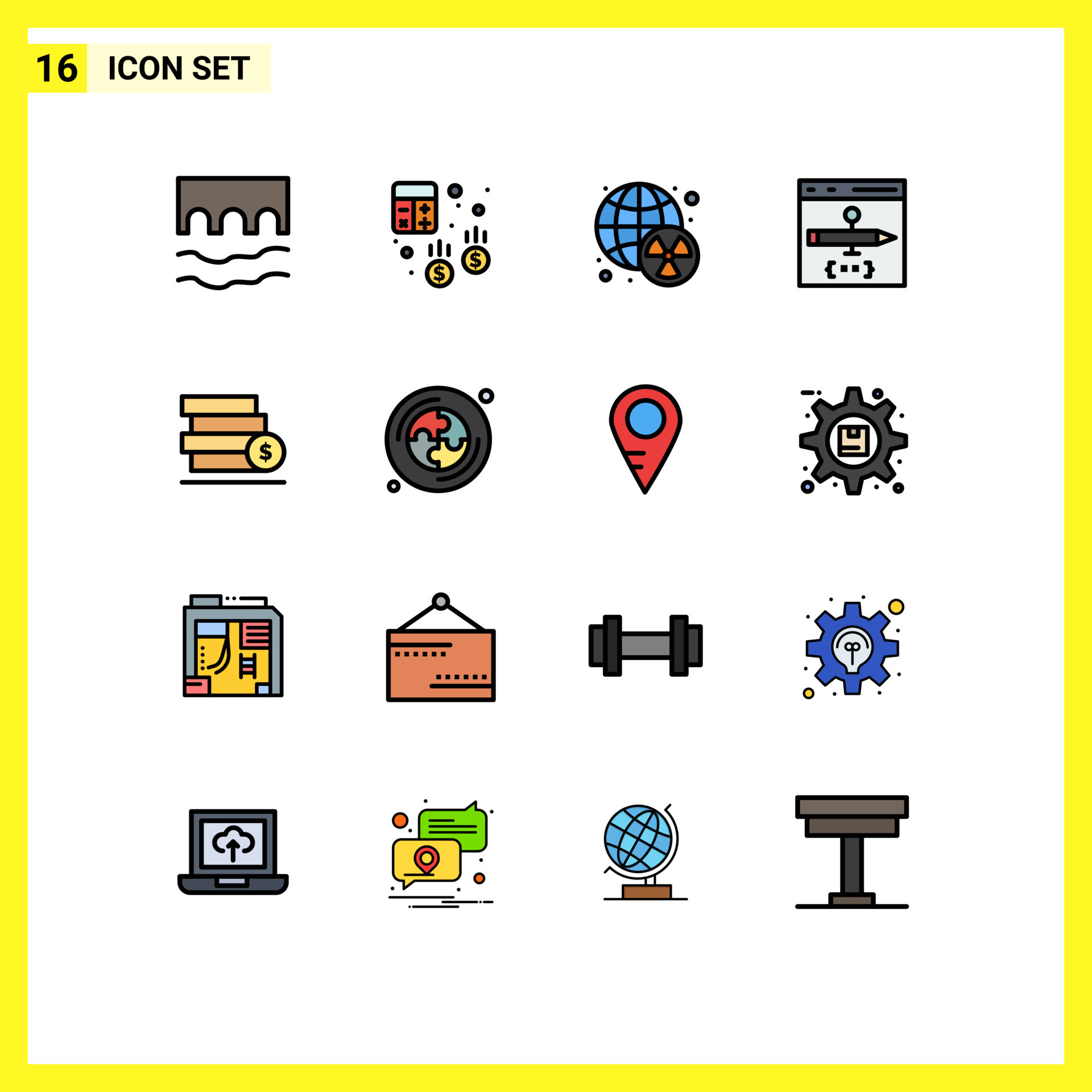Set Of 16 Modern Ui Icons Symbols Signs For Develop Browser Calculator