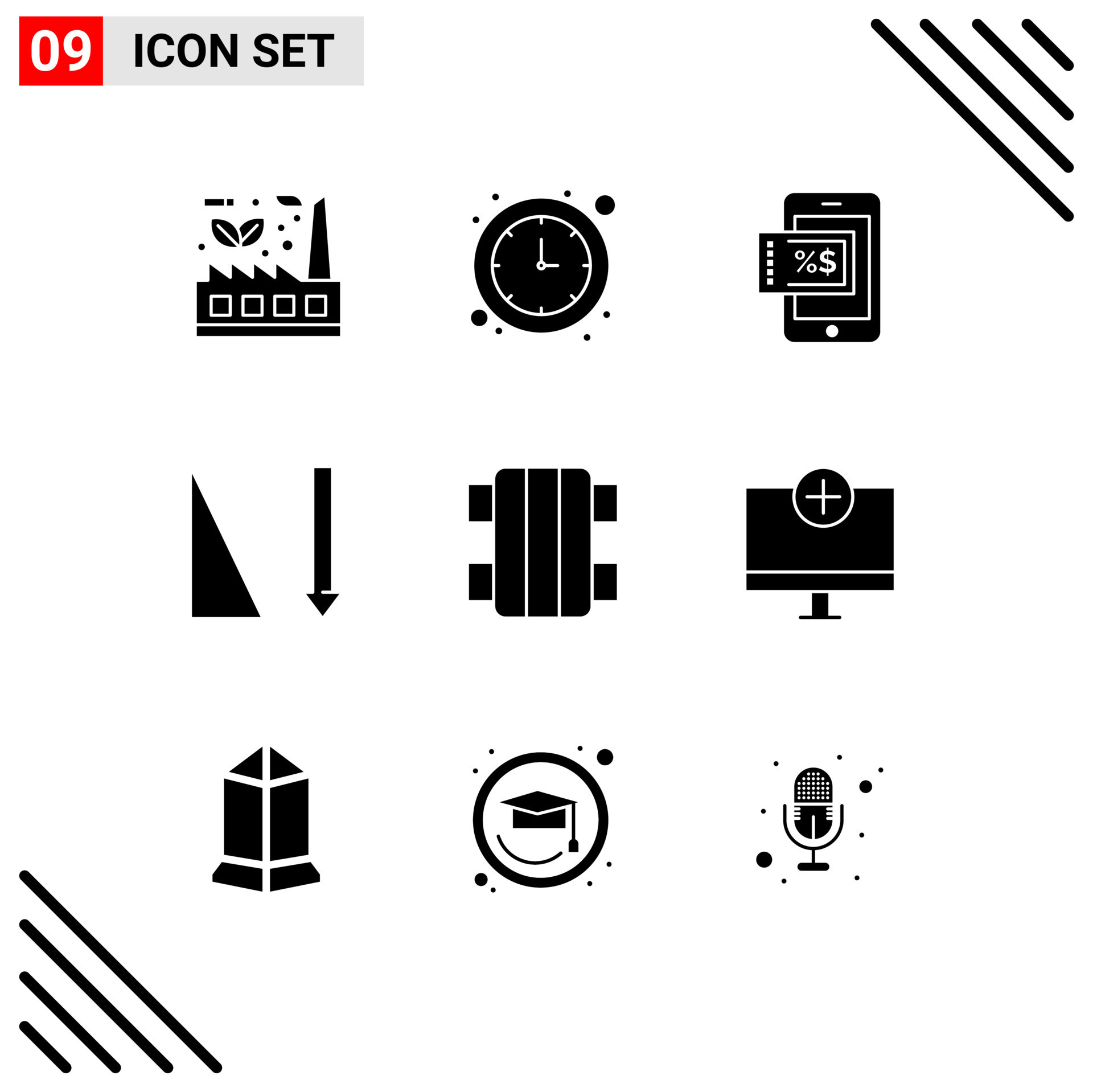 Set Of 9 Modern Ui Icons Symbols Signs For Skateboard Fun Time Sorting Ascending Editable Vector