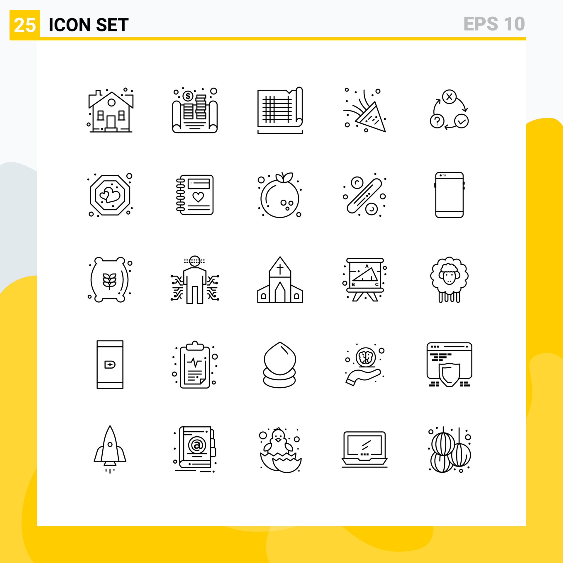 Set Of 25 Modern Ui Icons Symbols Signs For Flow Party Time Asset Firework Map Editable Vector