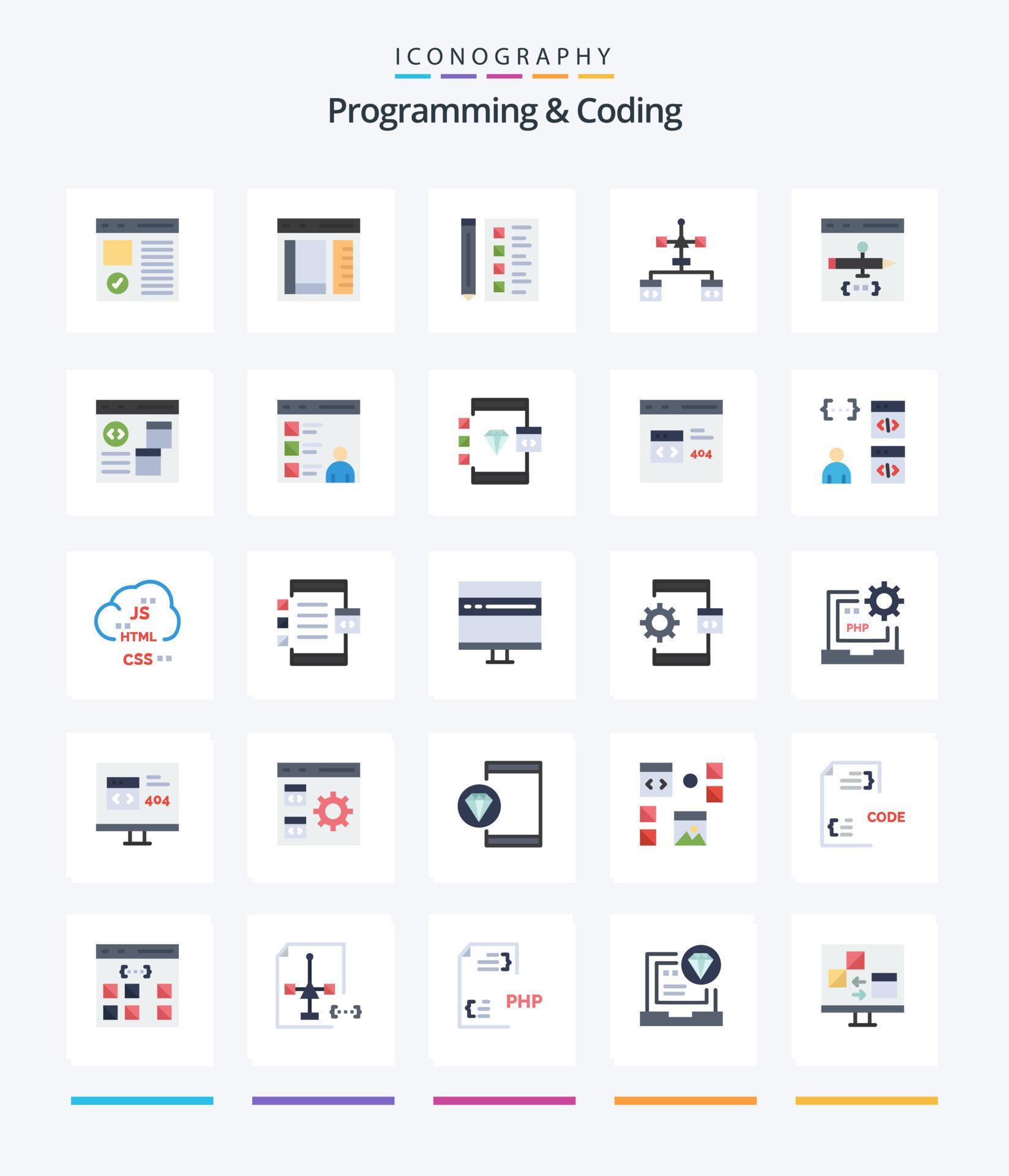 Creative Programming And Coding 25 Flat Icon Pack Such As Coding Cloud Development