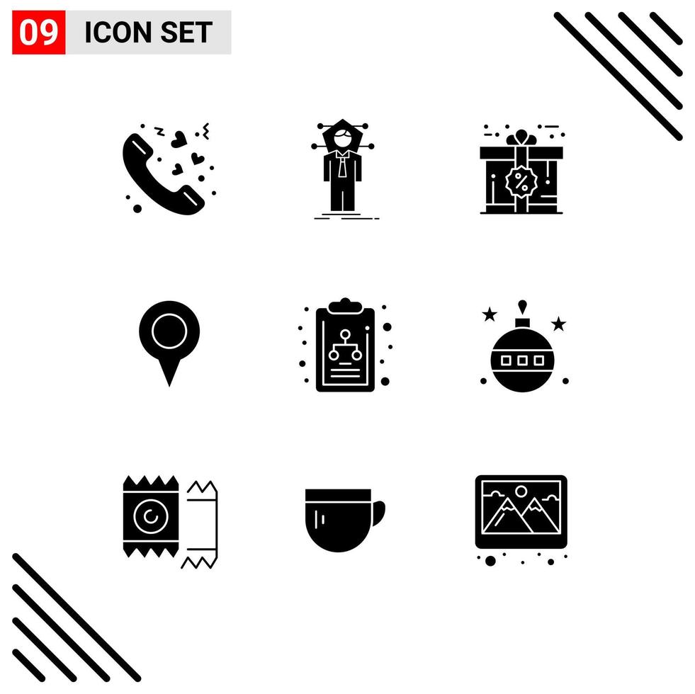 Pictogram Set of 9 Simple Solid Glyphs of chart map solution location ...
