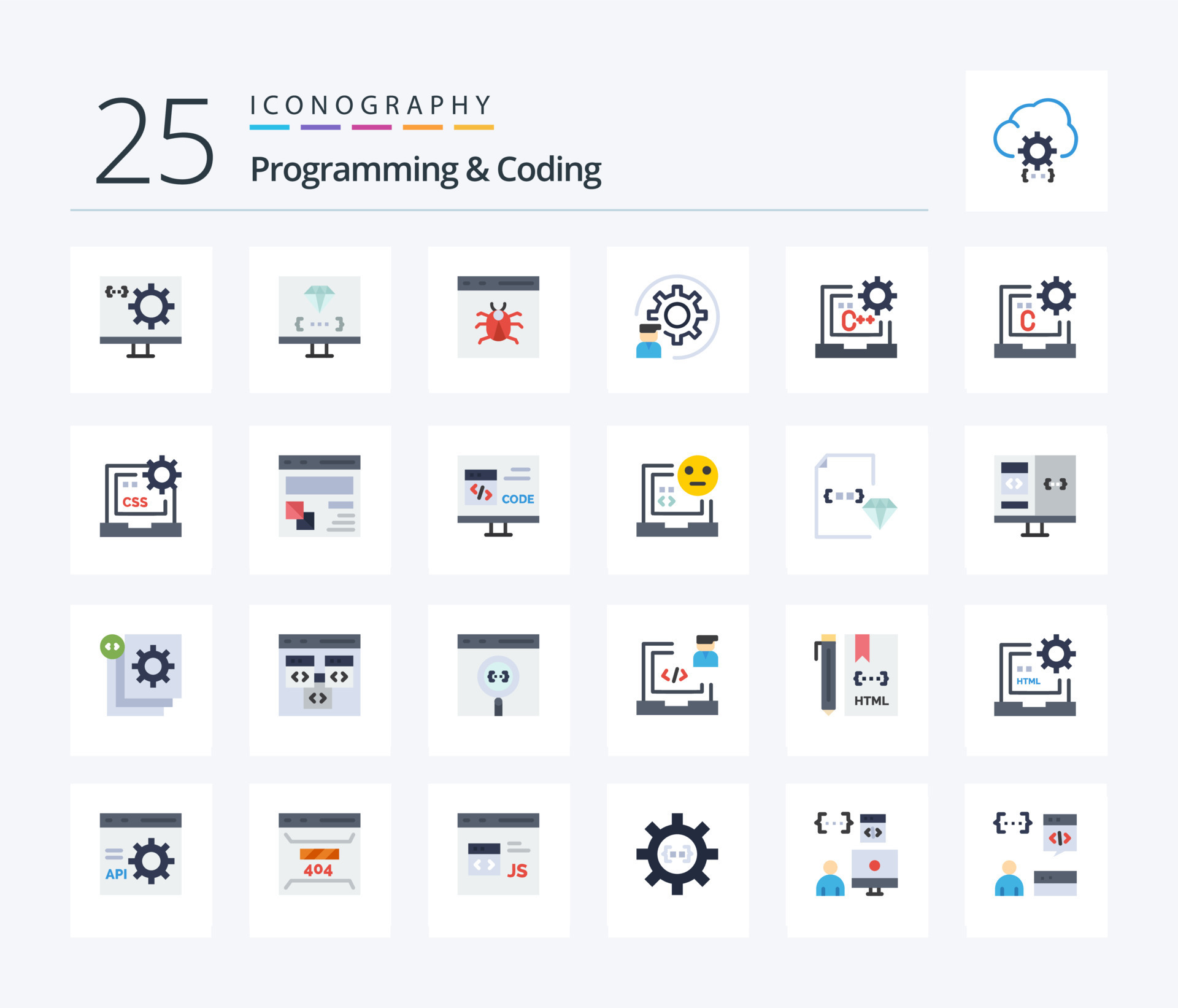 Programming And Coding 25 Flat Color Icon Pack Including Coding C Develop Programmer
