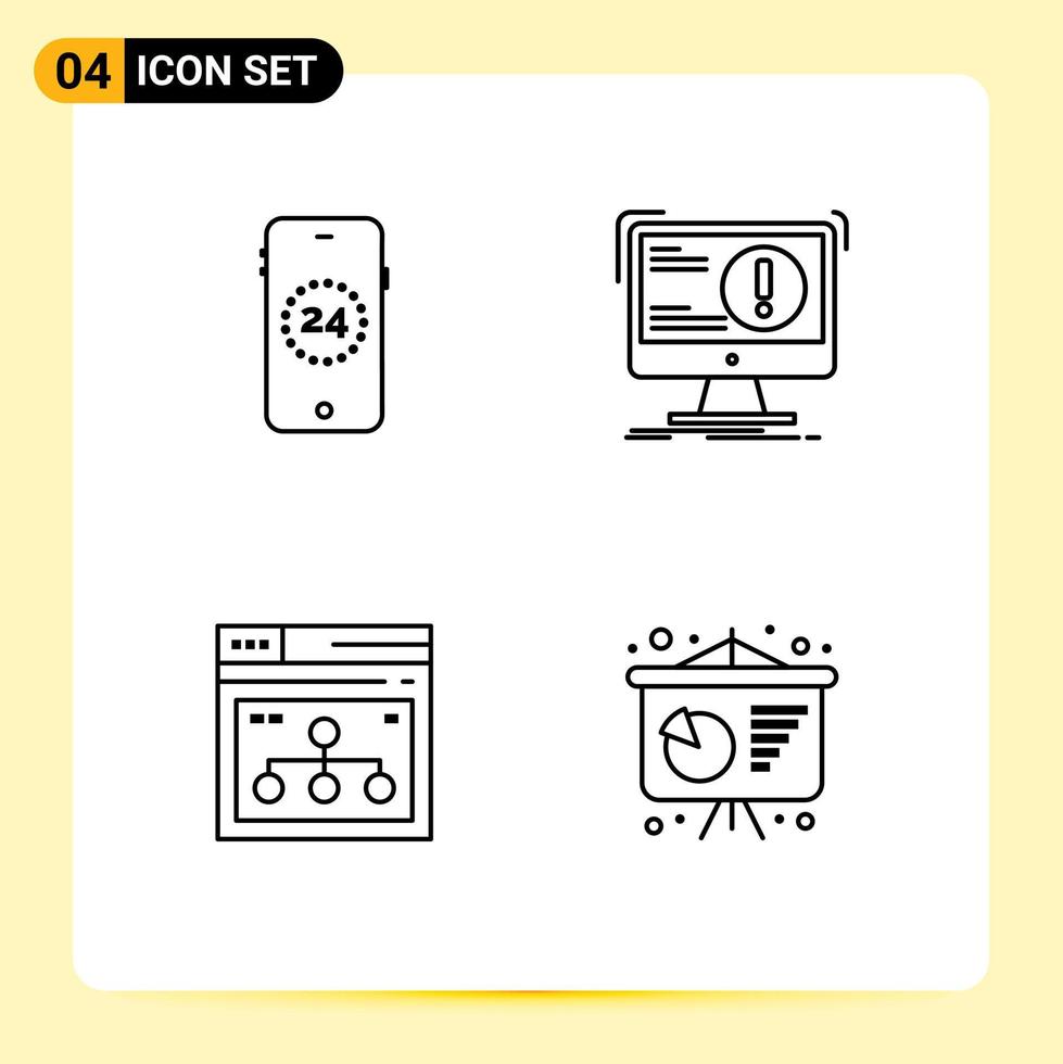 4 User Interface Line Pack Of Modern Signs And Symbols Of Ecommerce Page Alert Computer Website
