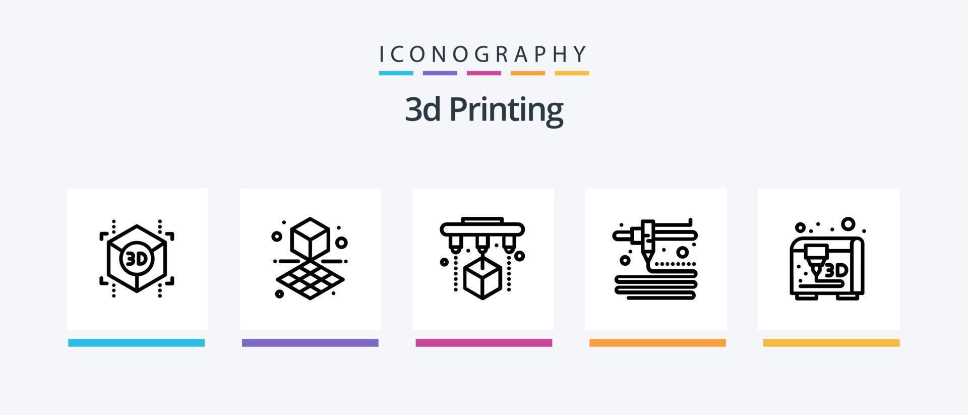 3d Printing Line 5 Icon Pack Including printer. layer. modeling ...
