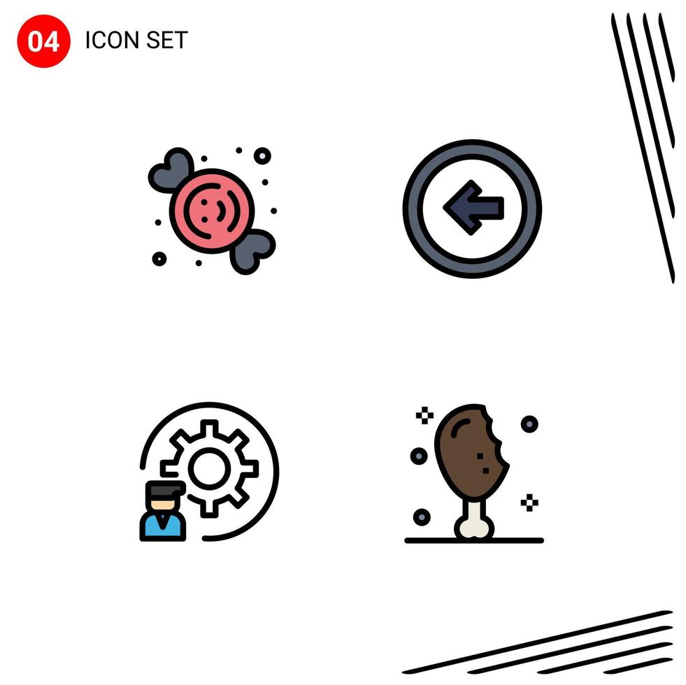 Group Of 4 Modern Filledline Flat Colors Set For Candy Coding Sweets 3845