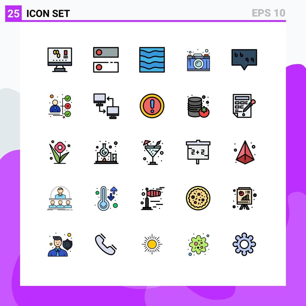 Mobile Interface Filled Line Flat Color Set Of 25 Pictograms Of Thinking Design Nature