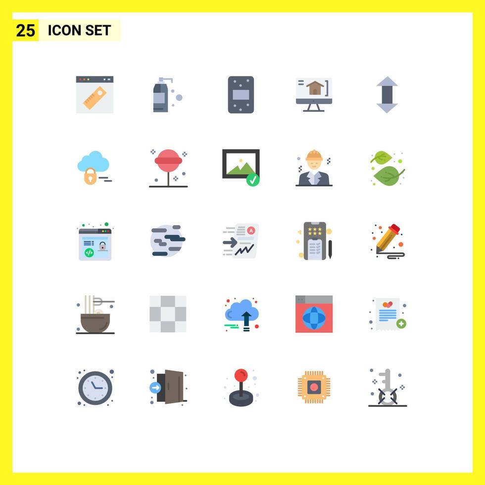 Mobile Interface Flat Color Set Of 25 Pictograms Of Down Arrows Flour