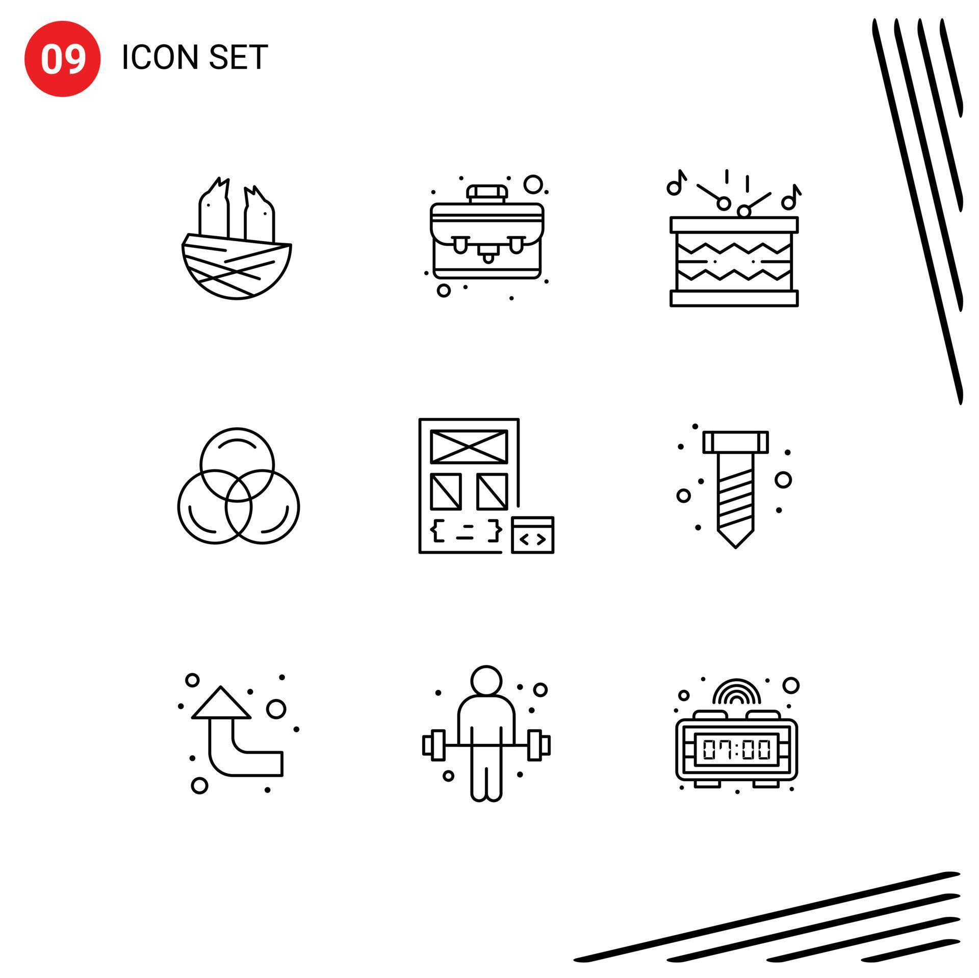 9 Thematic Vector Outlines And Editable Symbols Of Development Coding Instrument App Color