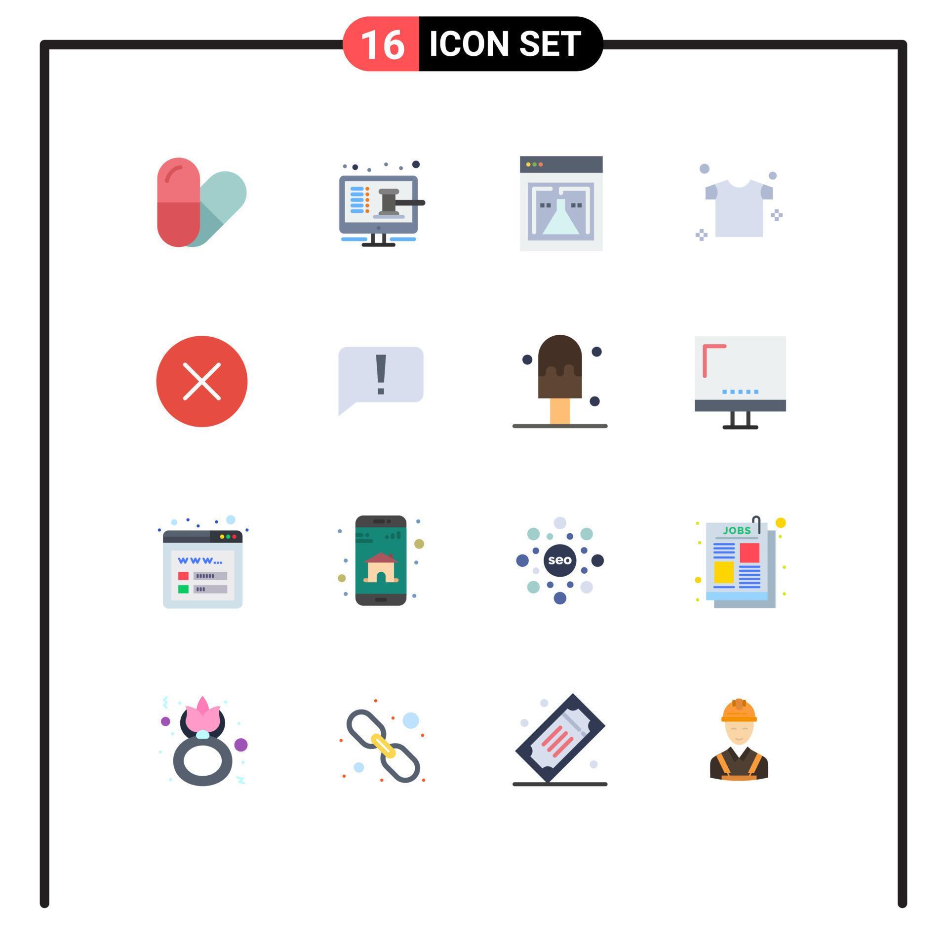 16 Thematic Vector Flat Colors And Editable Symbols Of Multimedia Media Lab Error Drying