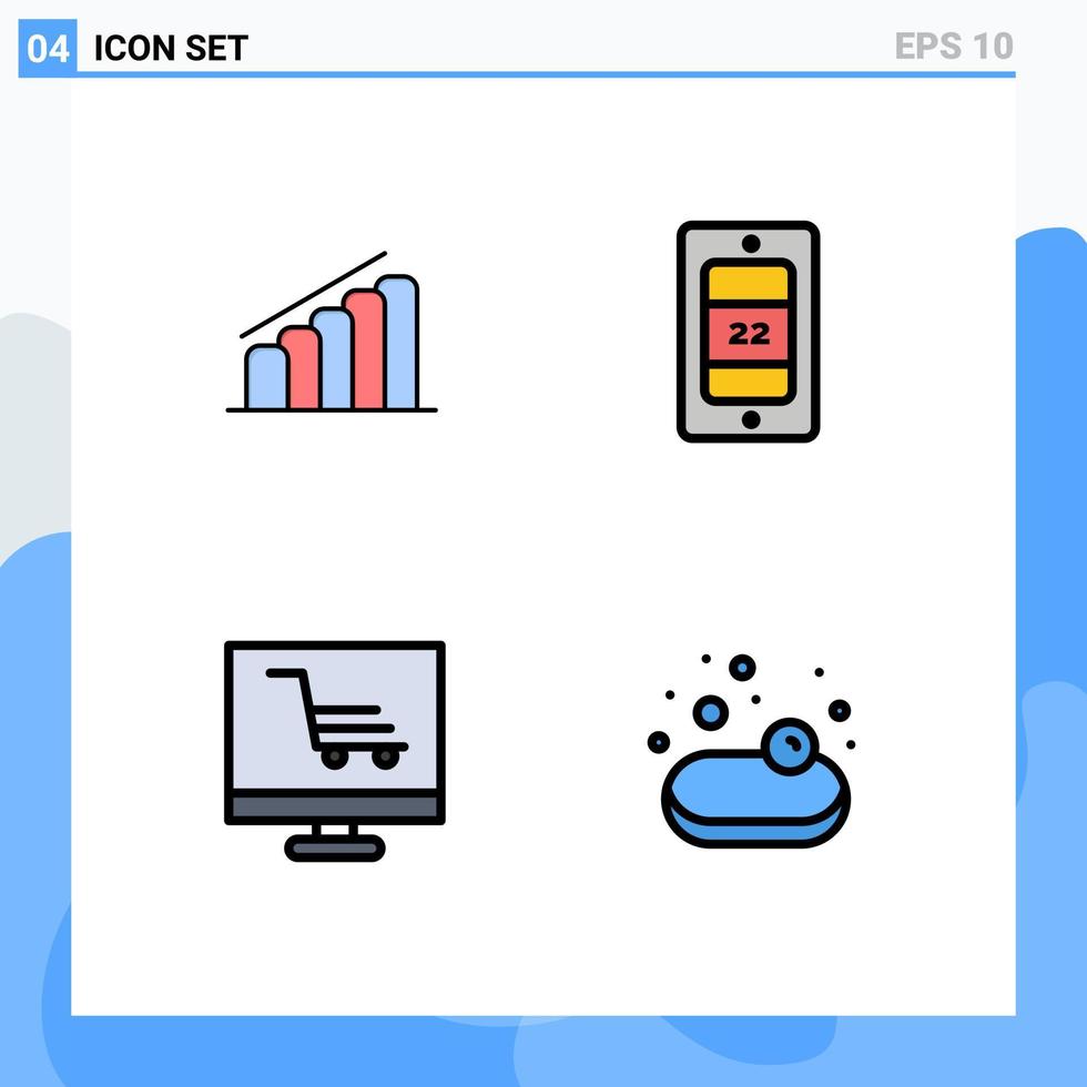 4 Thematic Vector Filledline Flat Colors And Editable Symbols Of Chart Project Analysis