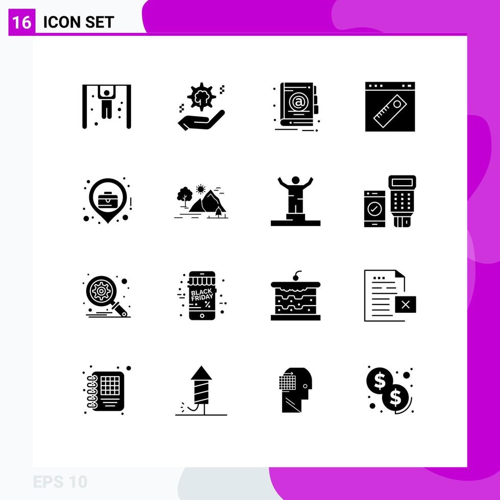 Stock Vector Icon Pack of 16 Line Signs and Symbols for location ...