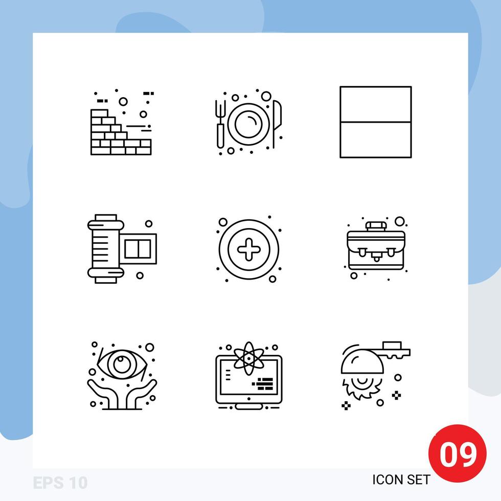 Modern Set of 9 Outlines and symbols such as case plus grid interface camera accessories ...