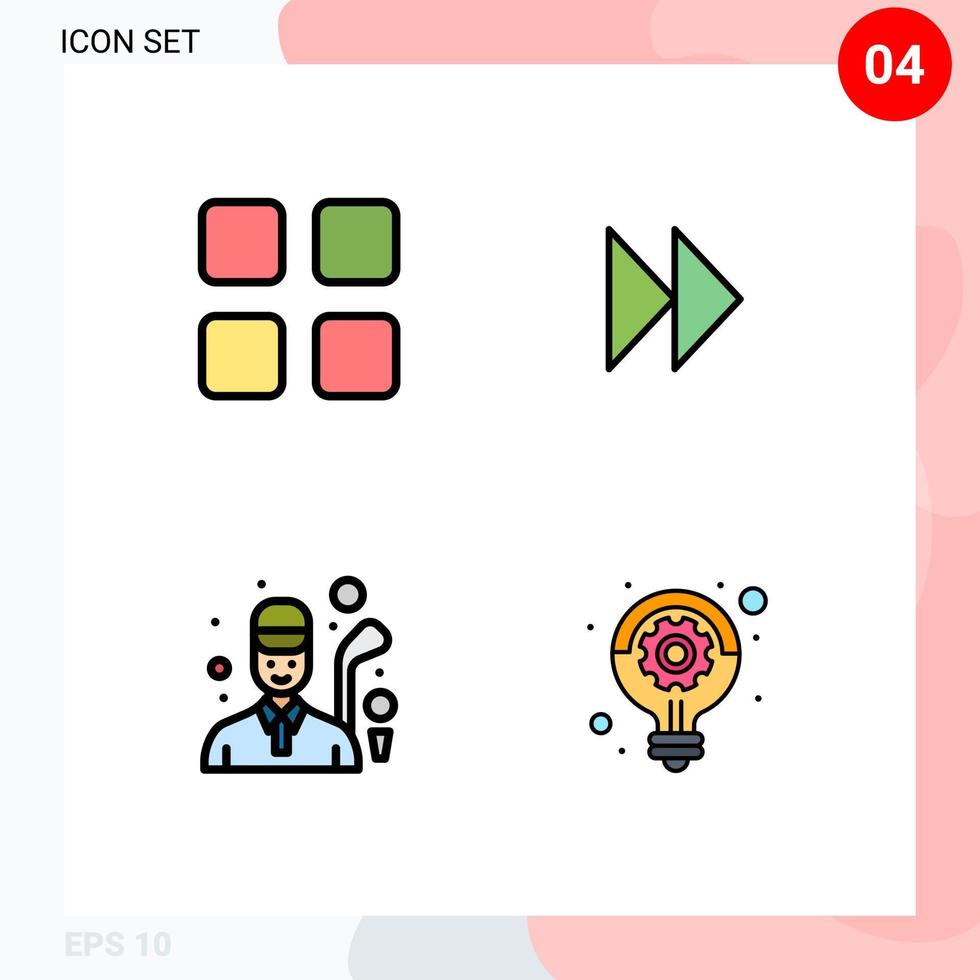 Set of 4 Modern UI Icons Symbols Signs for calc golfer math media game ...