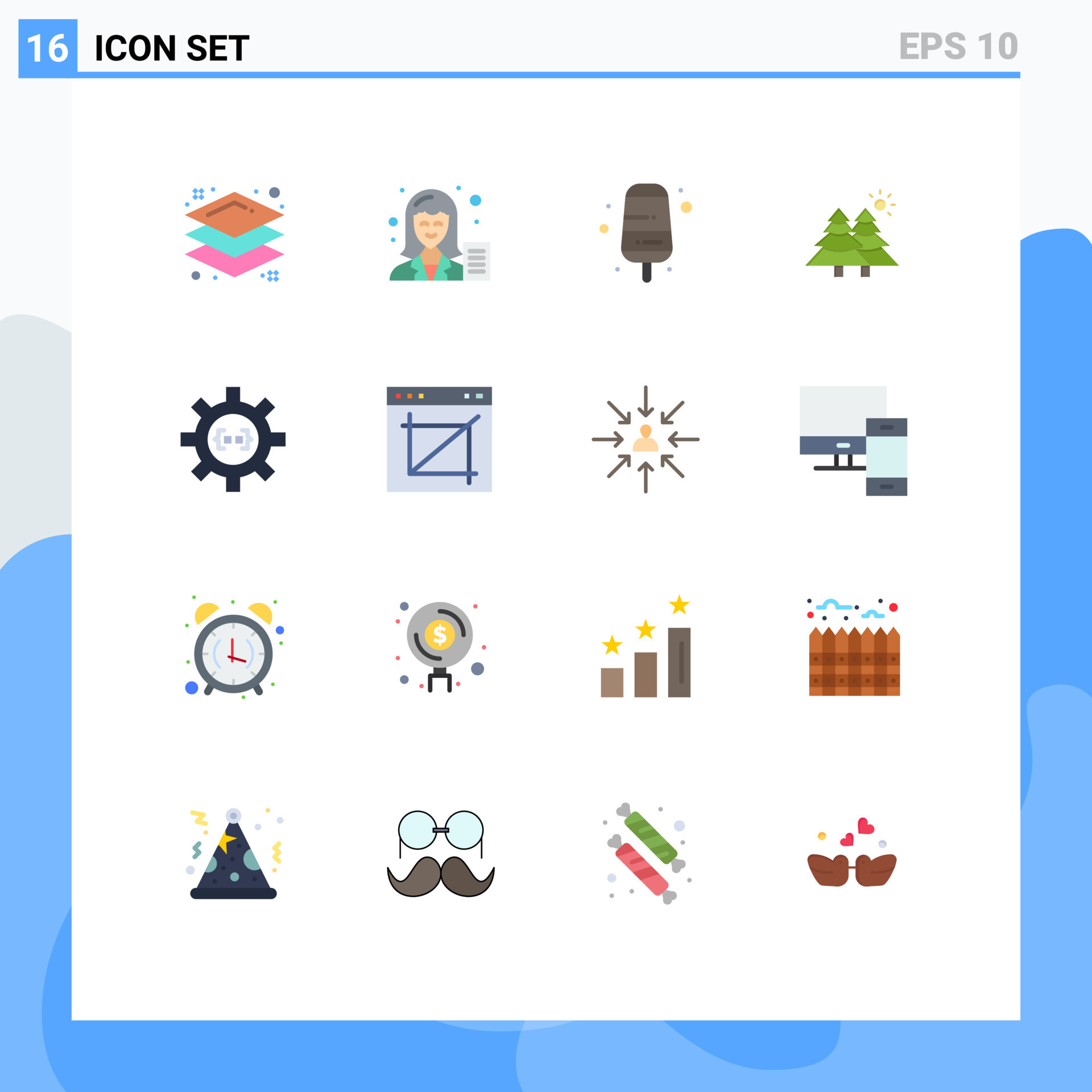 16 Thematic Vector Flat Colors And Editable Symbols Of Develop Coding Cream Trees Forest