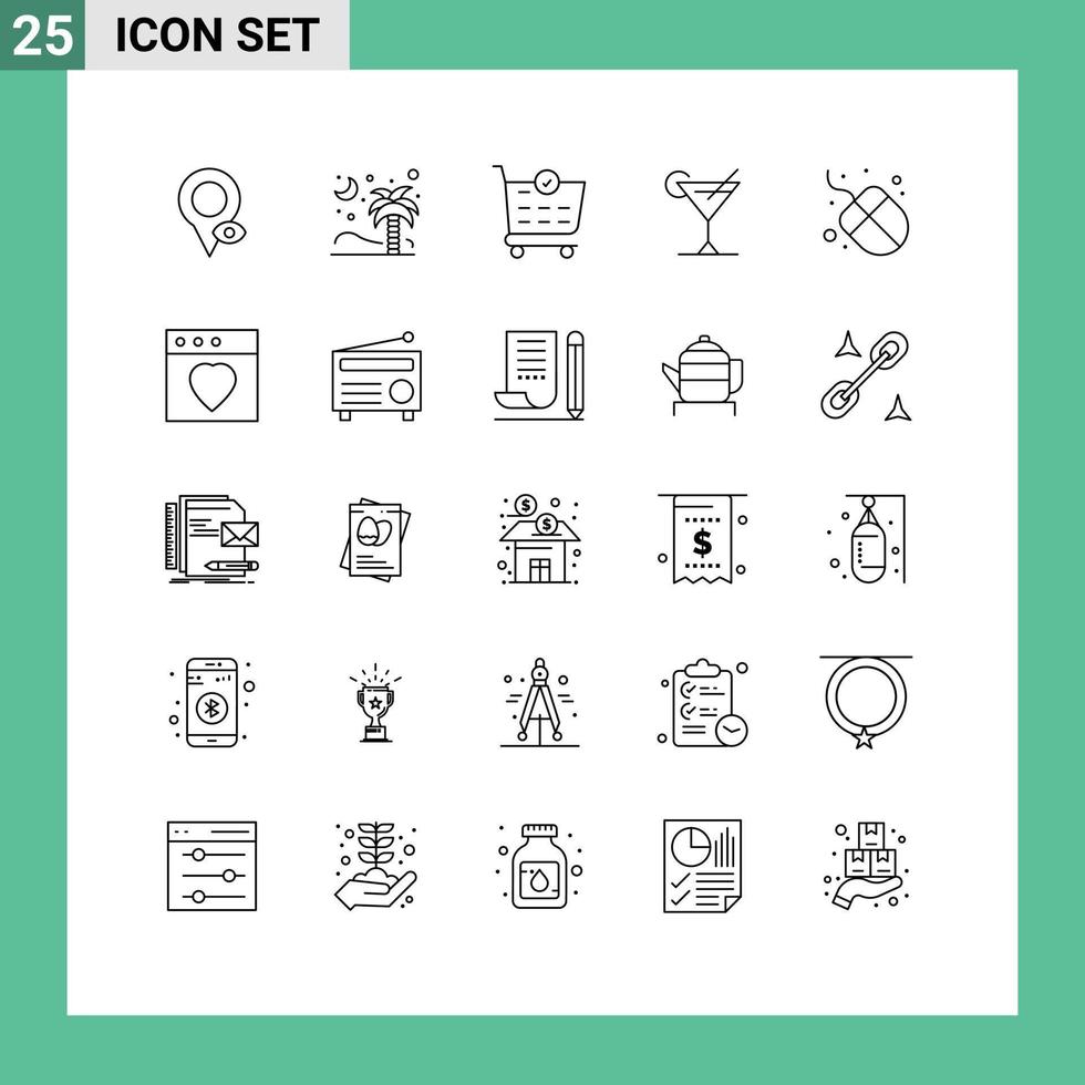 Stock Vector Icon Pack of 25 Line Signs and Symbols for mouse computer ...