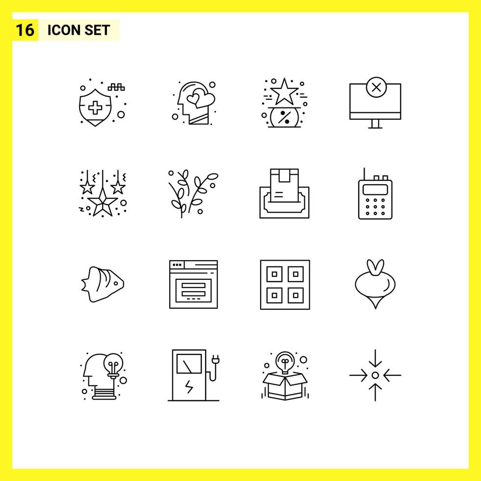 16 Universal Outlines Set For Web And Mobile Applications Monitor Gadget Black Devices Star