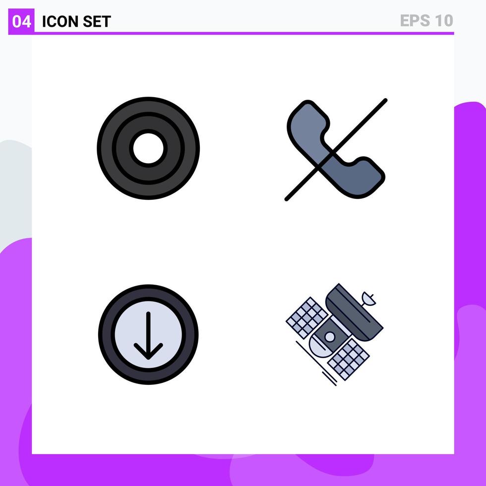 Filledline Flat Color Pack Of 4 Universal Symbols Of Basic Down User Mobile Broadcast Editable