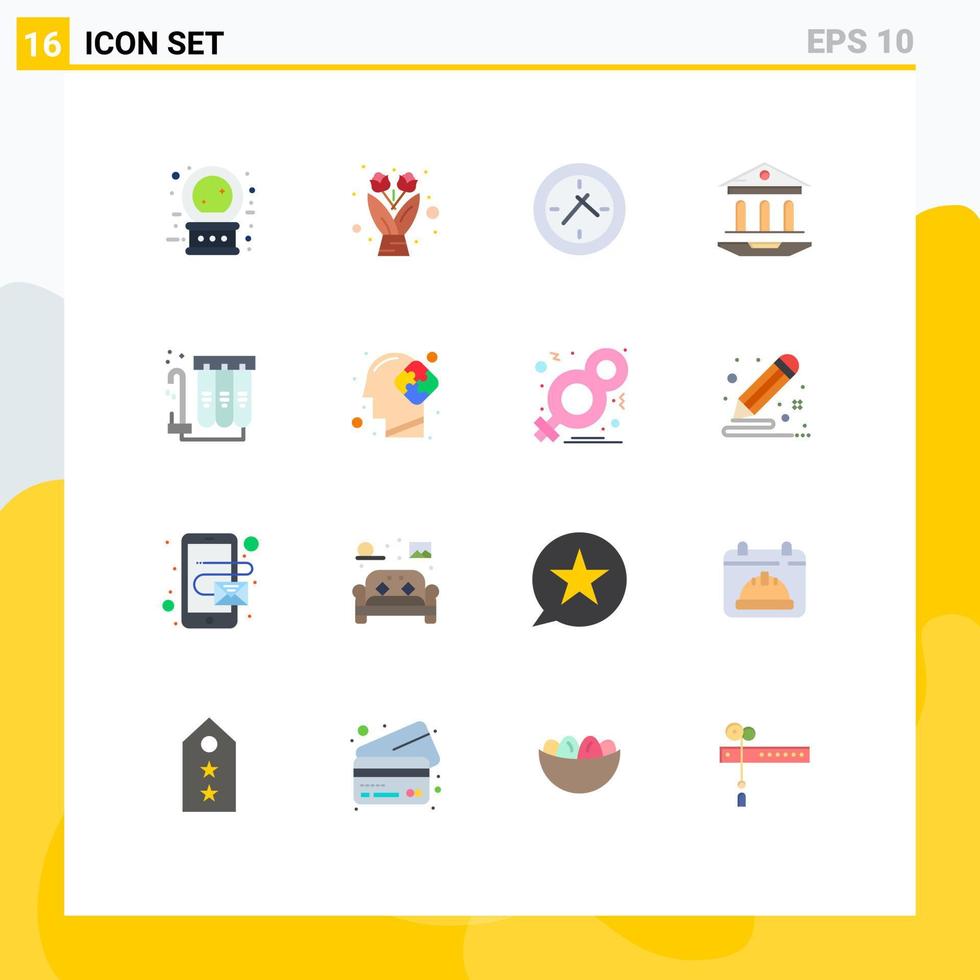 Set of 16 Modern UI Icons Symbols Signs for water filtration time filter web Editable Pack of ...