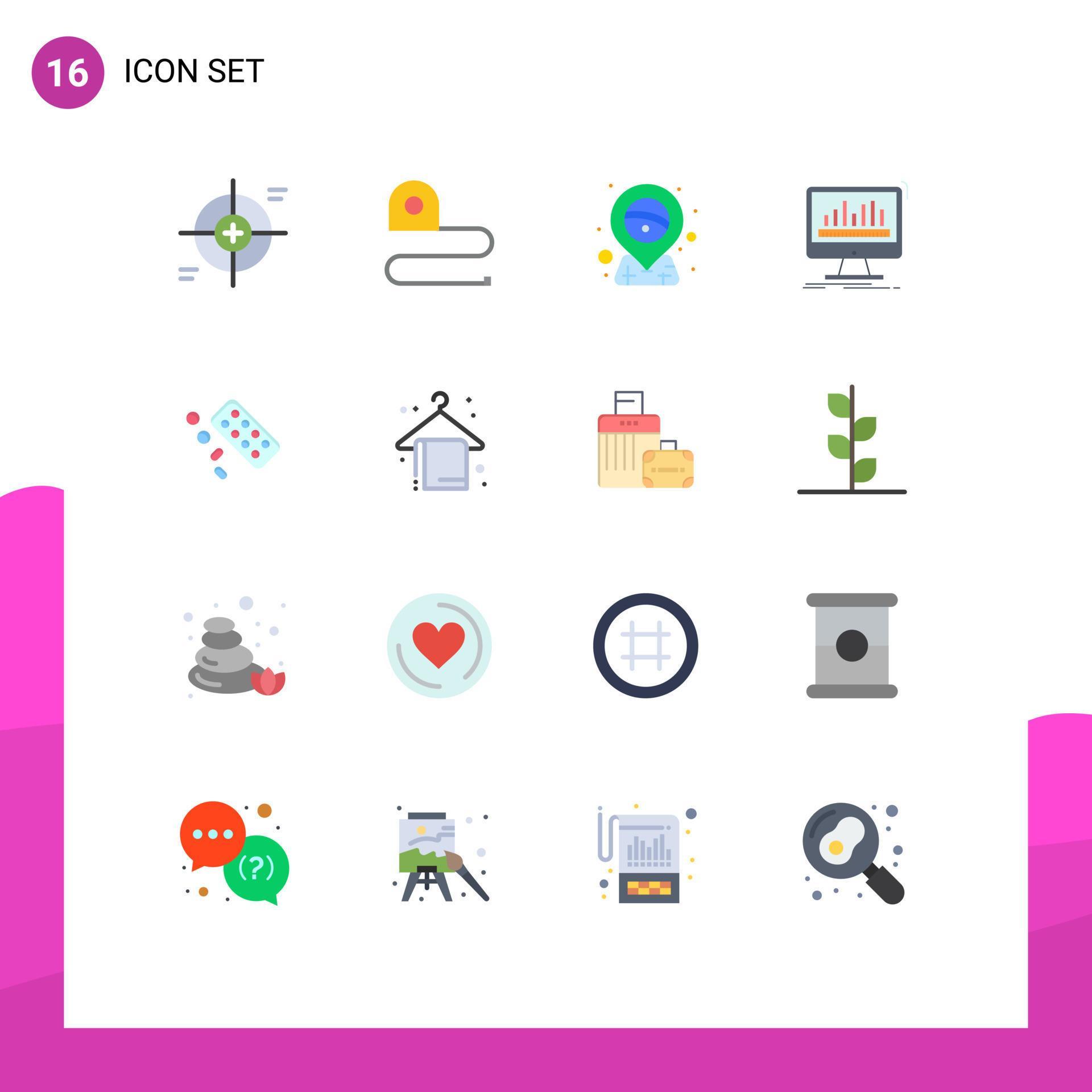Stock Vector Icon Pack of 16 Line Signs and Symbols for stats dashboard ...
